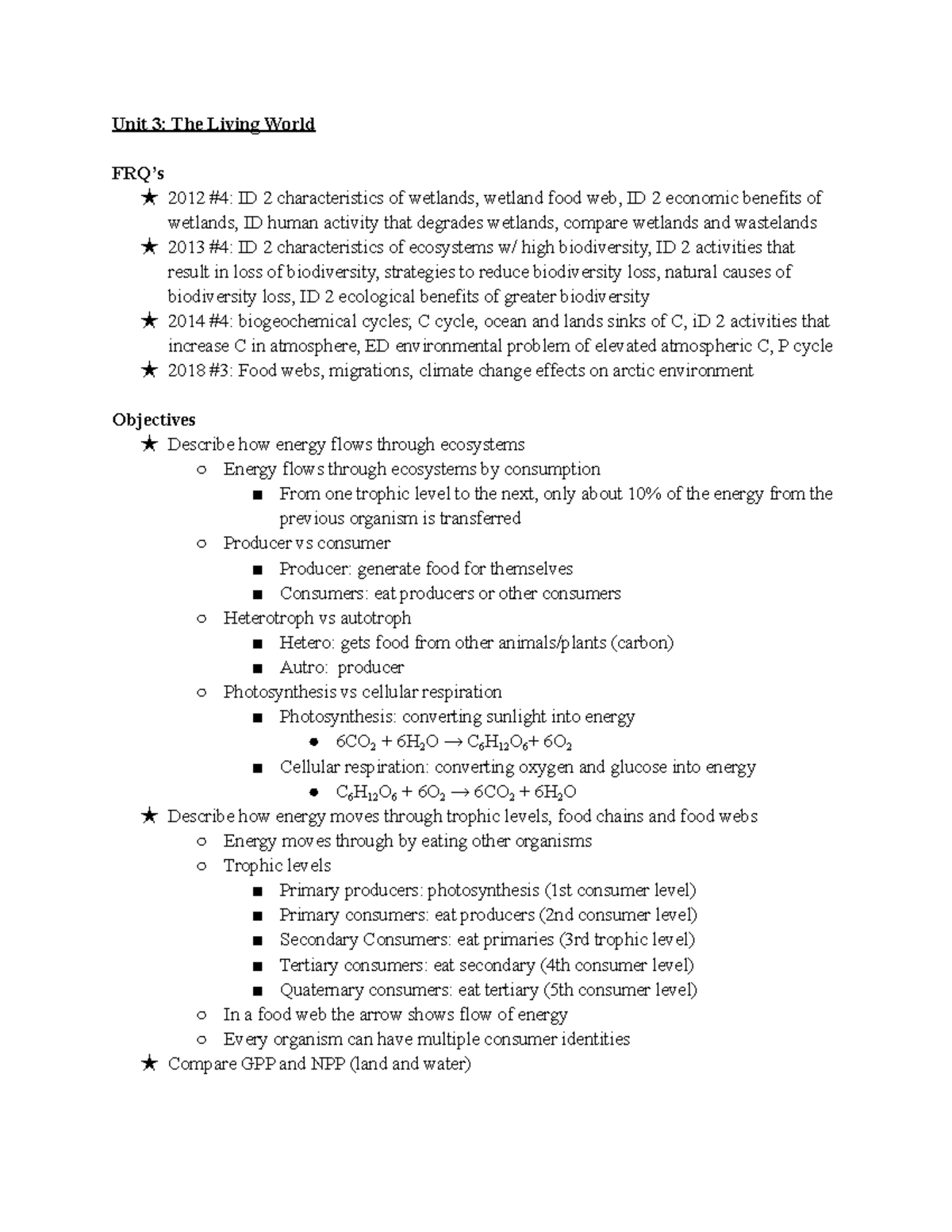 APES Unit 3 Test: Understanding Ecosystems and Biodiversity - Studocu