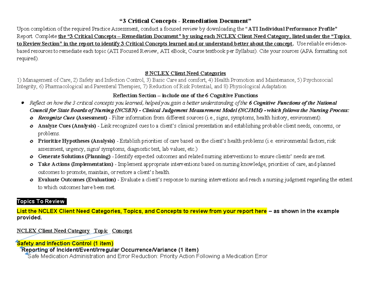 three point critical assignment - “3 Critical Concepts - Remediation ...