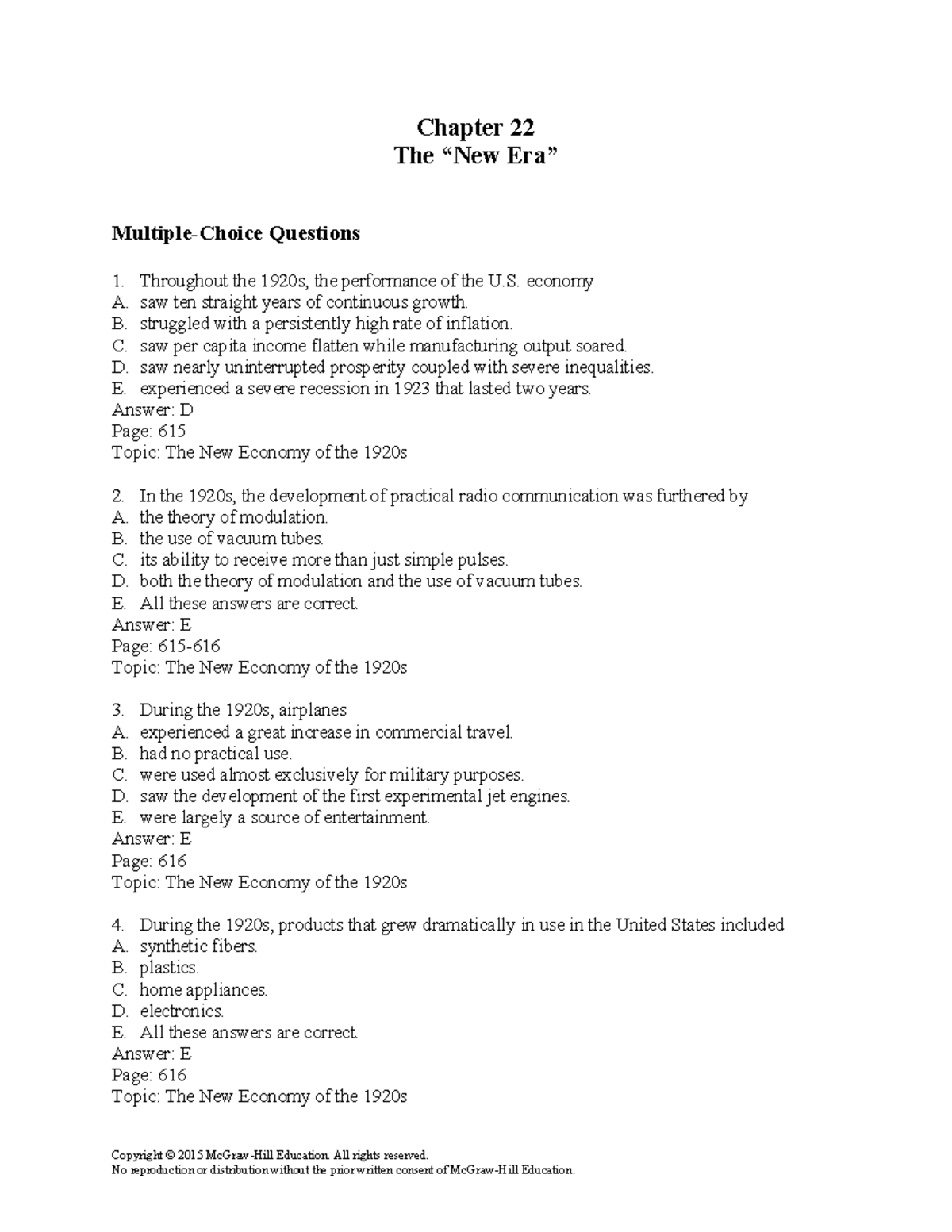 Brinkley 15 TB Chapter 22: The New Economy of the 1920s - Studocu