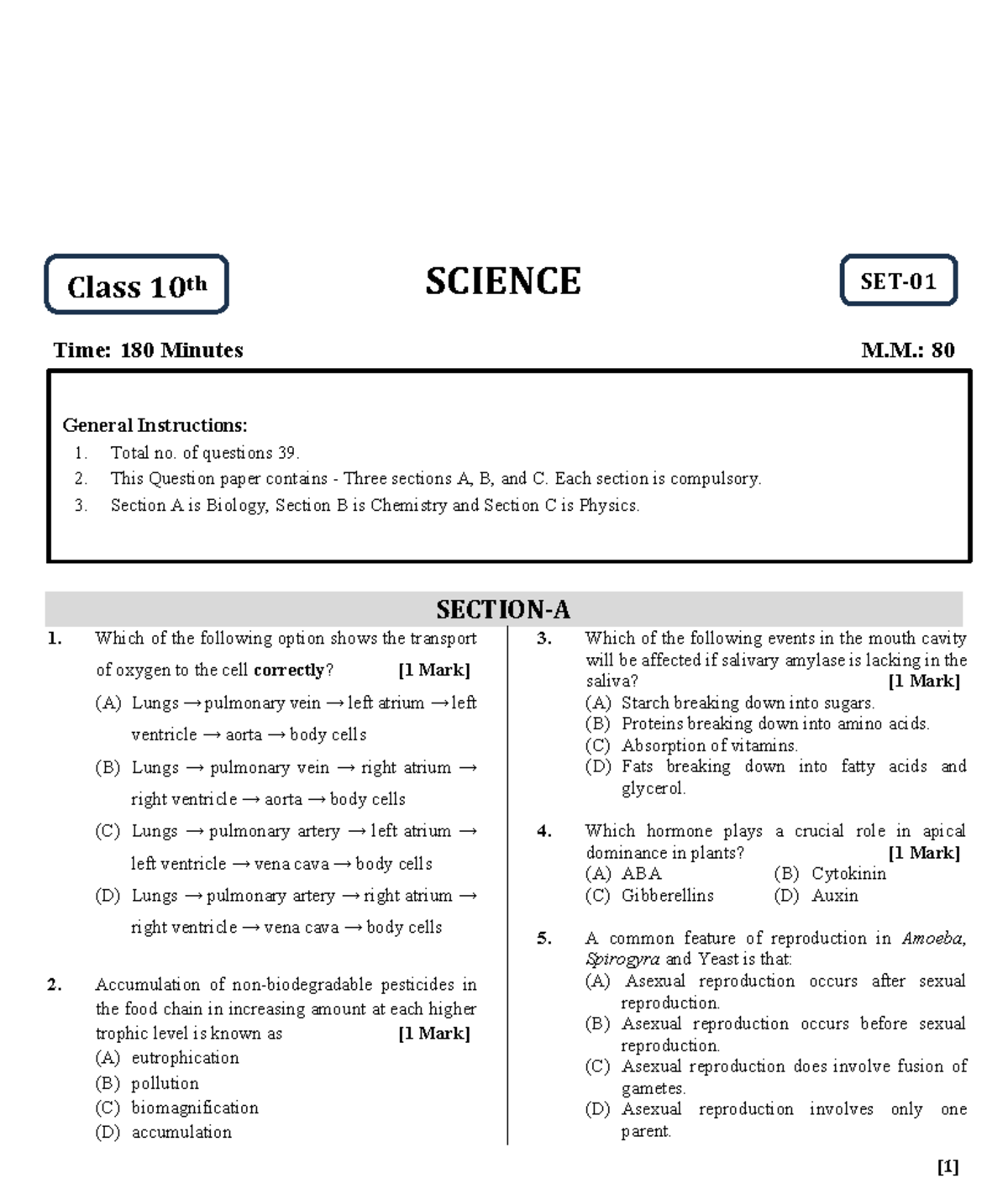 Class 10 Science - Sample Question Paper for Session Exam - Studocu