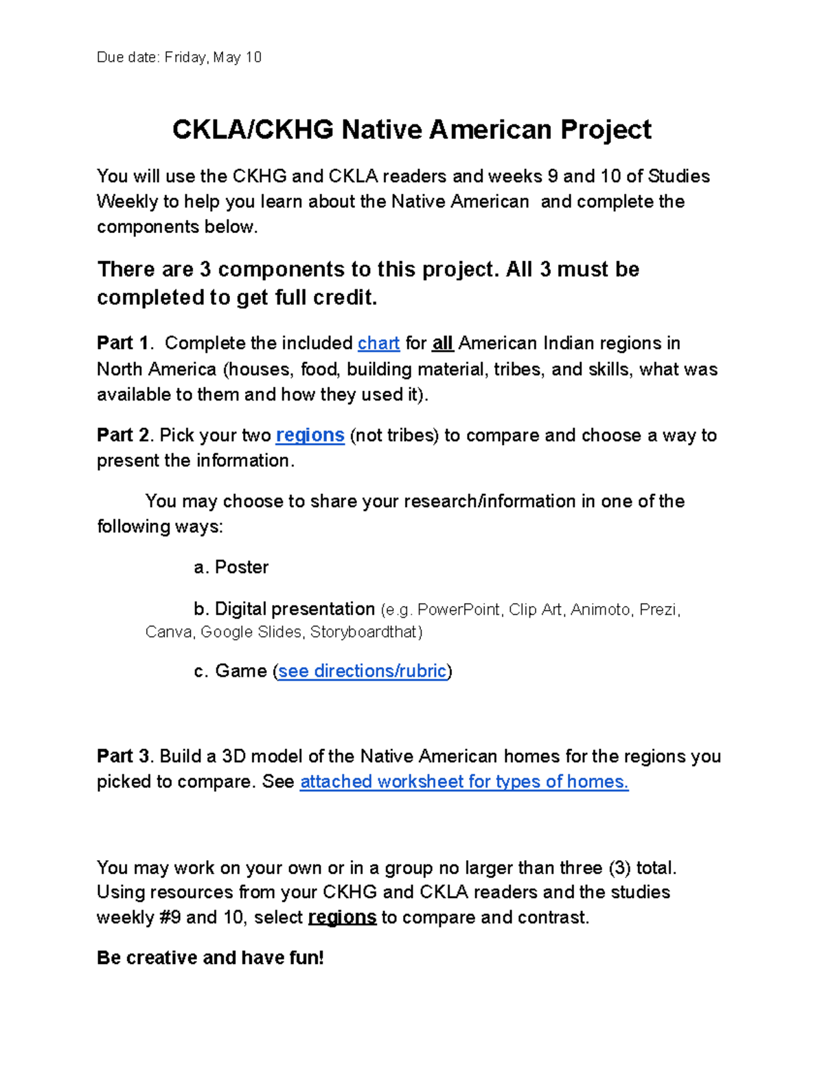 CKLA CKHG Native American Project: Exploring Cultures and Regions - Studocu