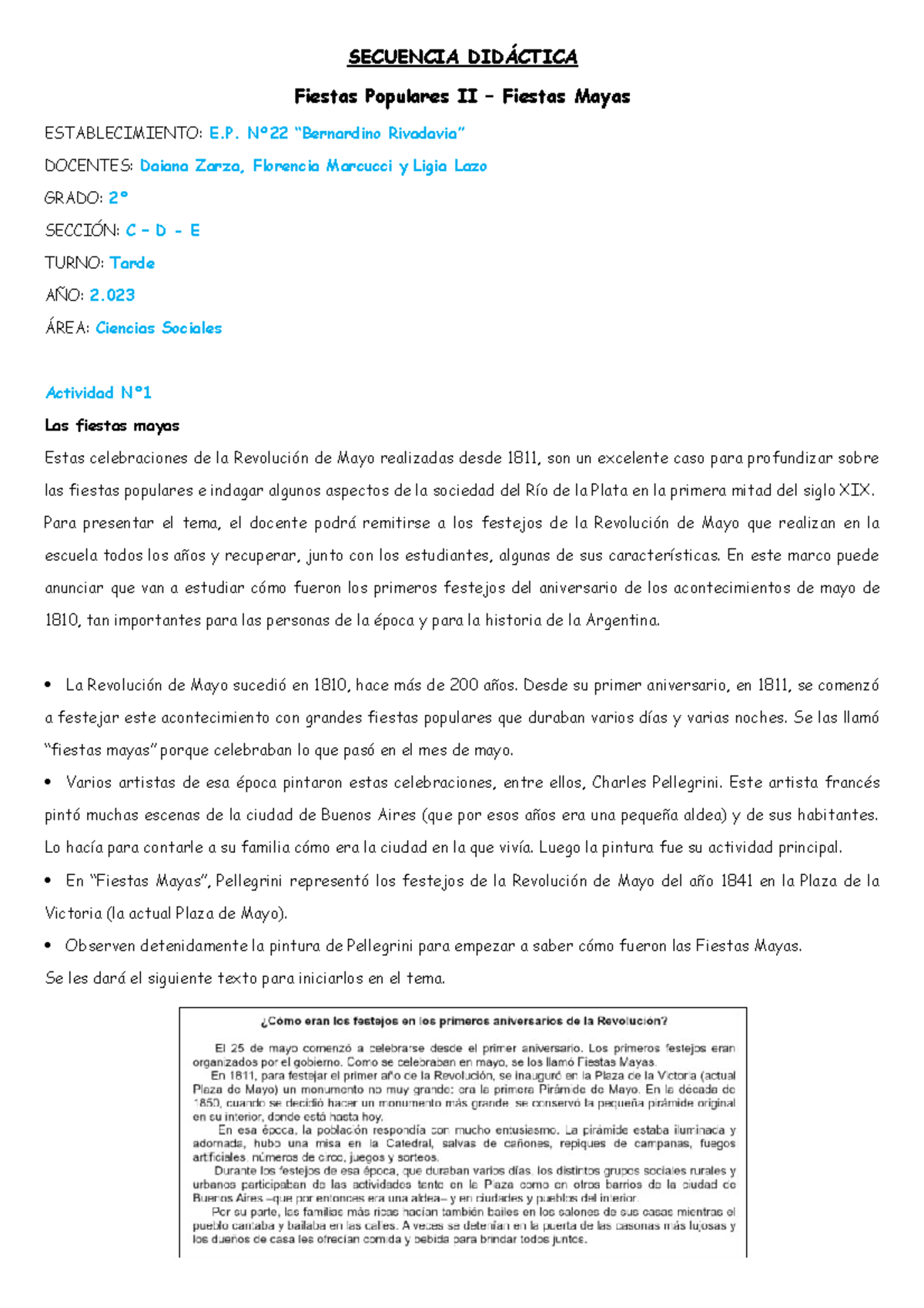 2° AÑO Secuencia Didáctica: Las Fiestas Mayas y la Revolución de Mayo ...