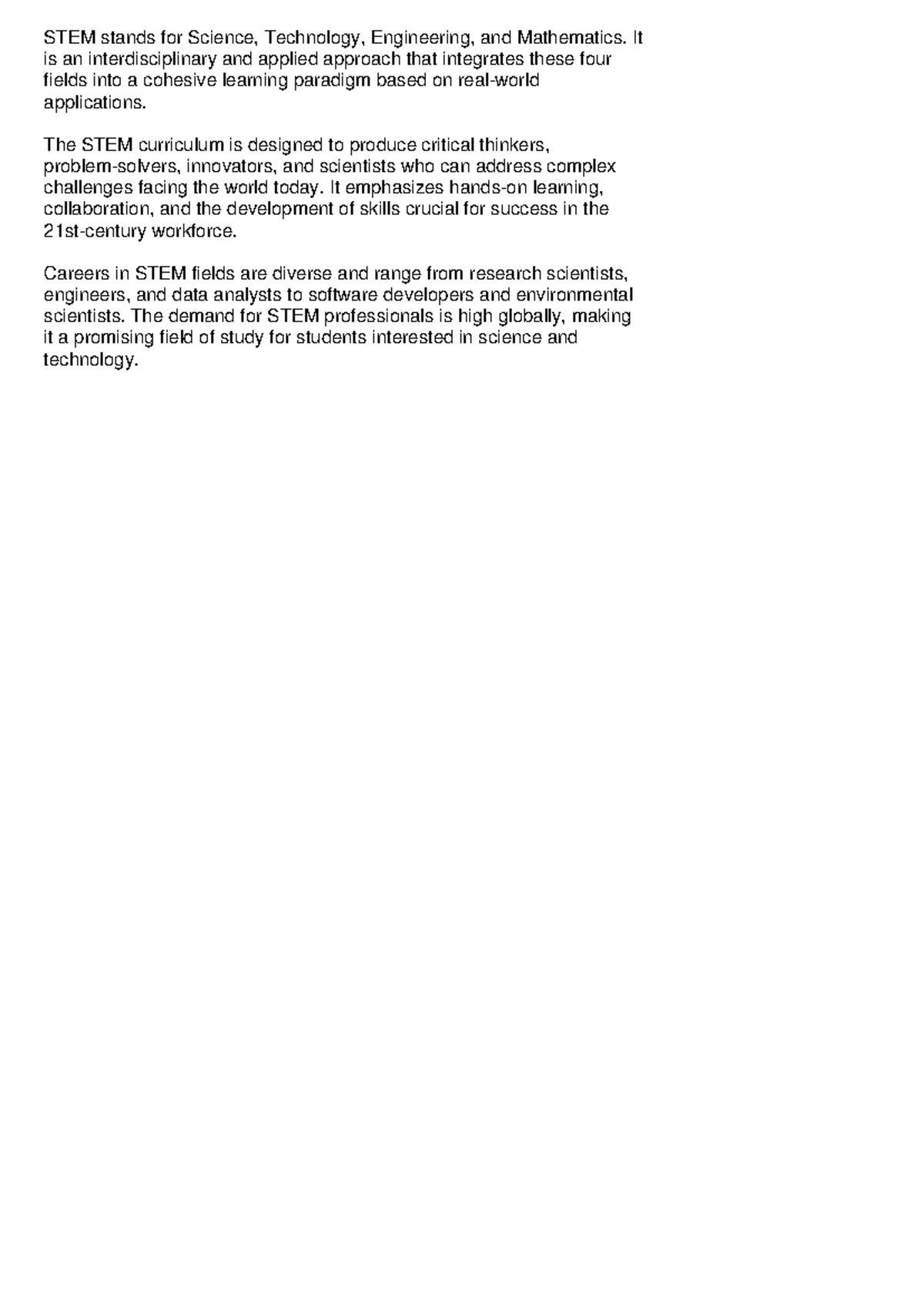 STEM Overview: Integrating Science, Tech, Eng, & Math - 9T2G9Elr - Studocu