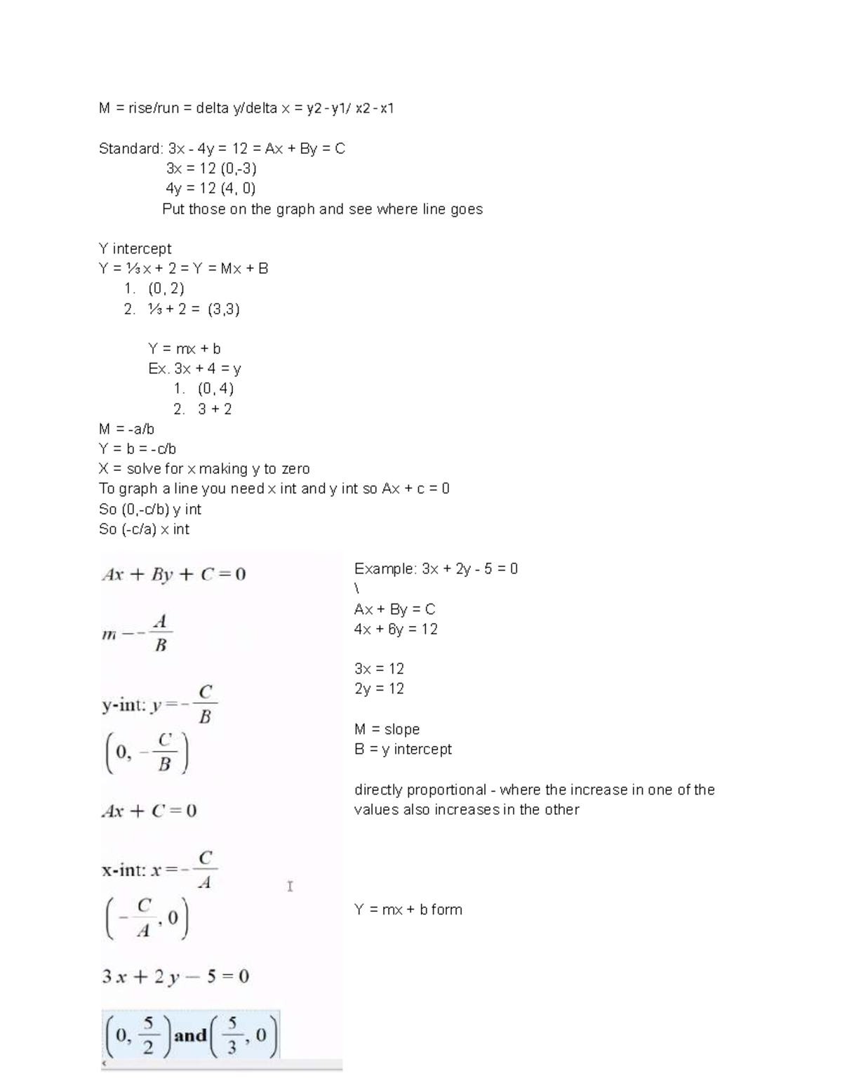 Graphing Linear Equations: M = Rise/Run & Y = mx + b - Studocu