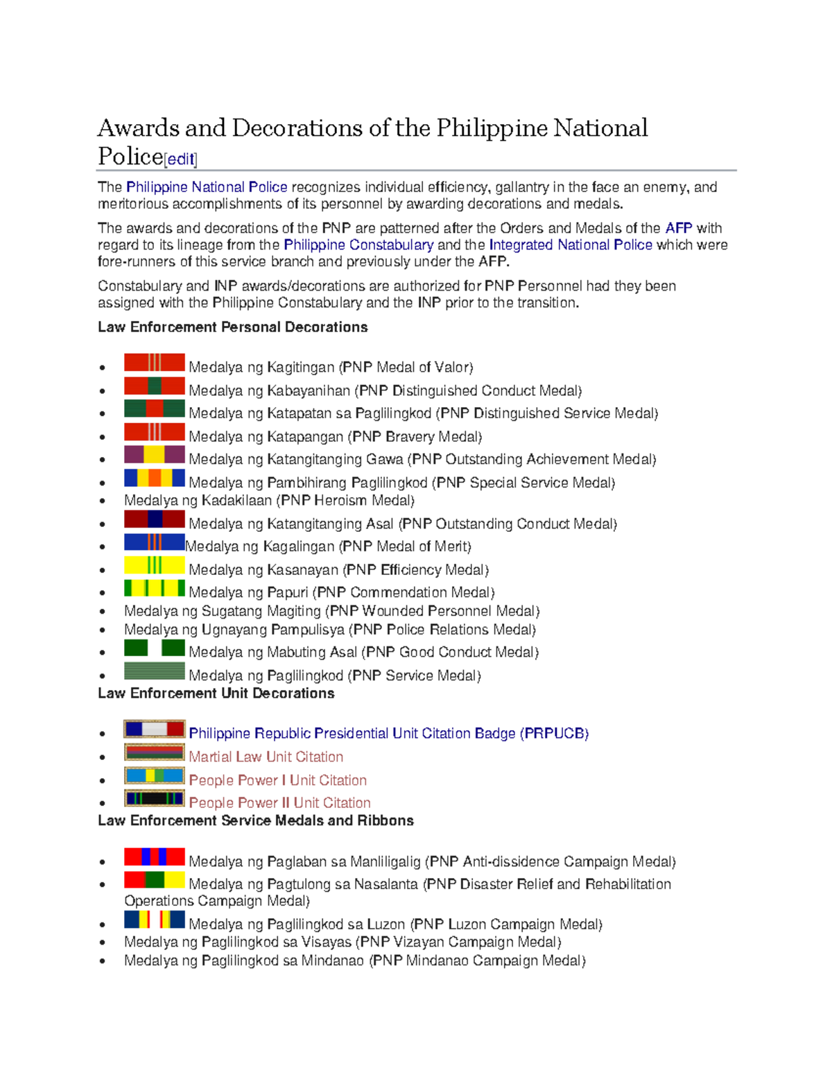 Awards and Decorations of the PNP: A Comprehensive Overview - Studocu