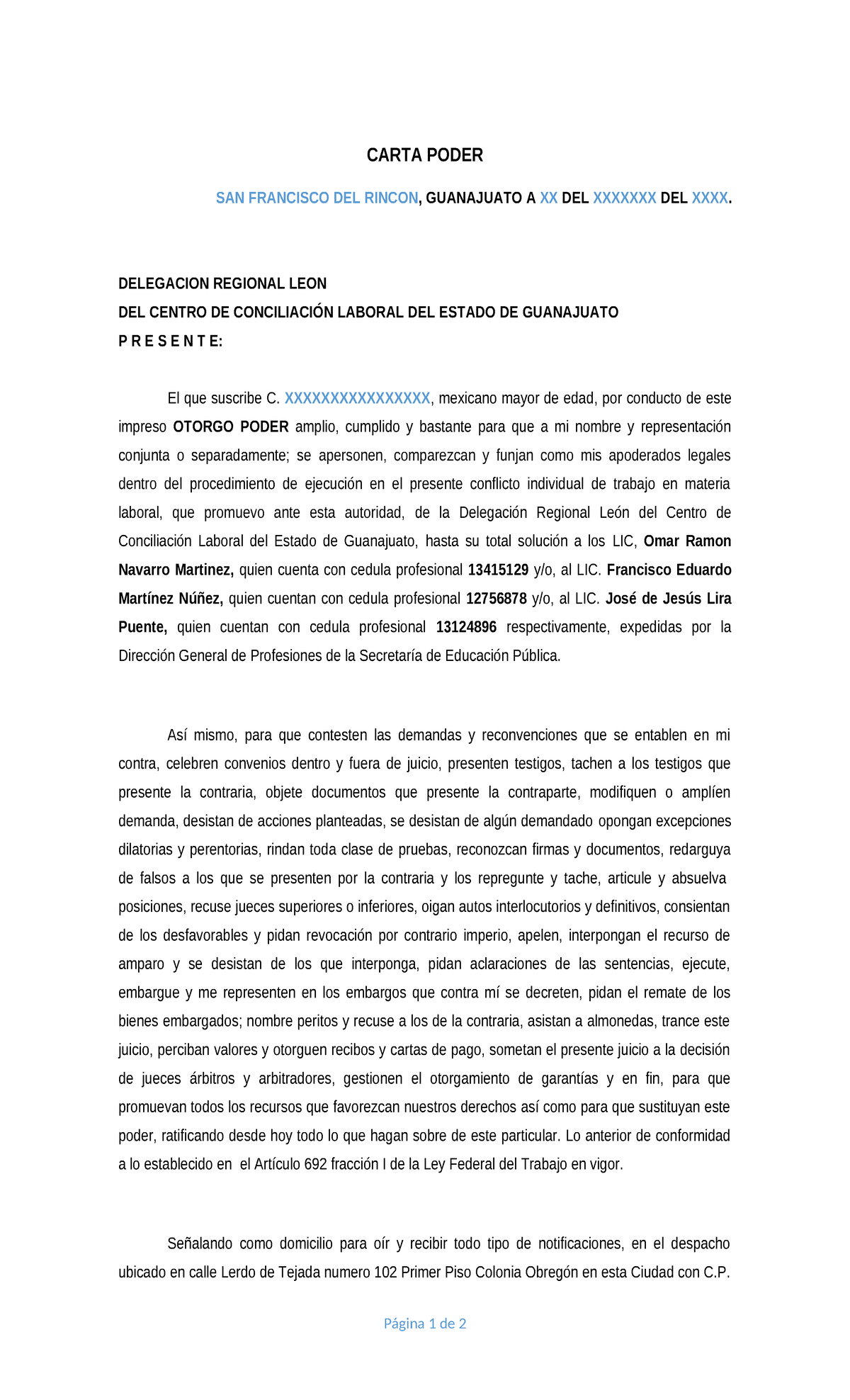 Carta Poder 4-4 Patron - CARTA PODER SAN FRANCISCO DEL RINCON ...