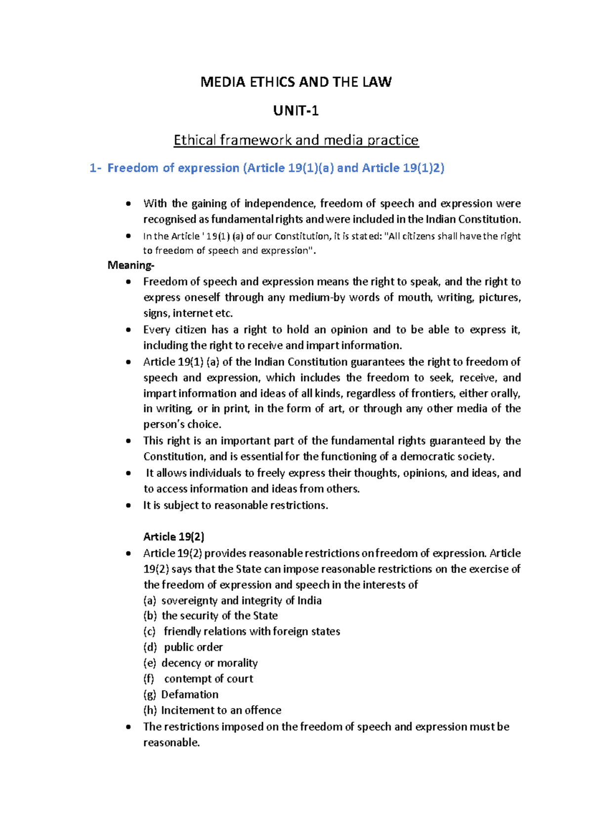Media Laws and Ethics (Course Code: MLE101) - Essential Exam Guide ...
