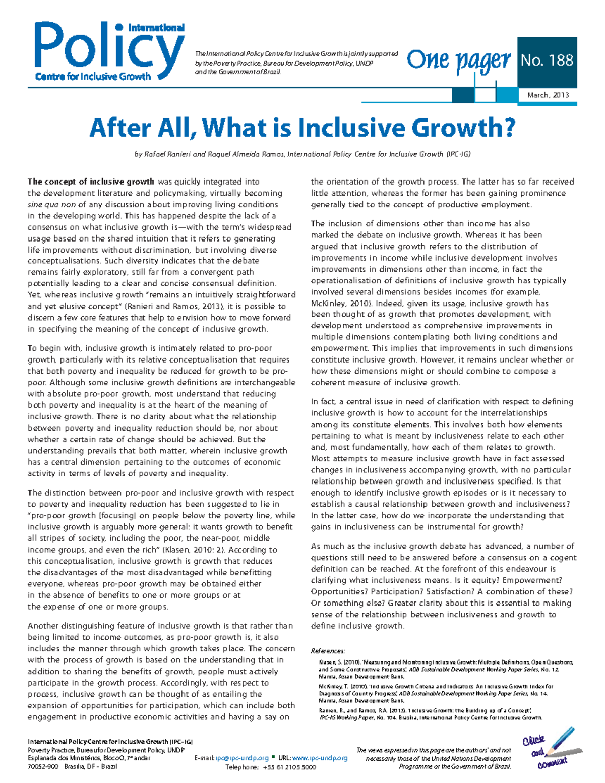 After All, What is Inclusive Growth IPC for Inclusive Growth ...