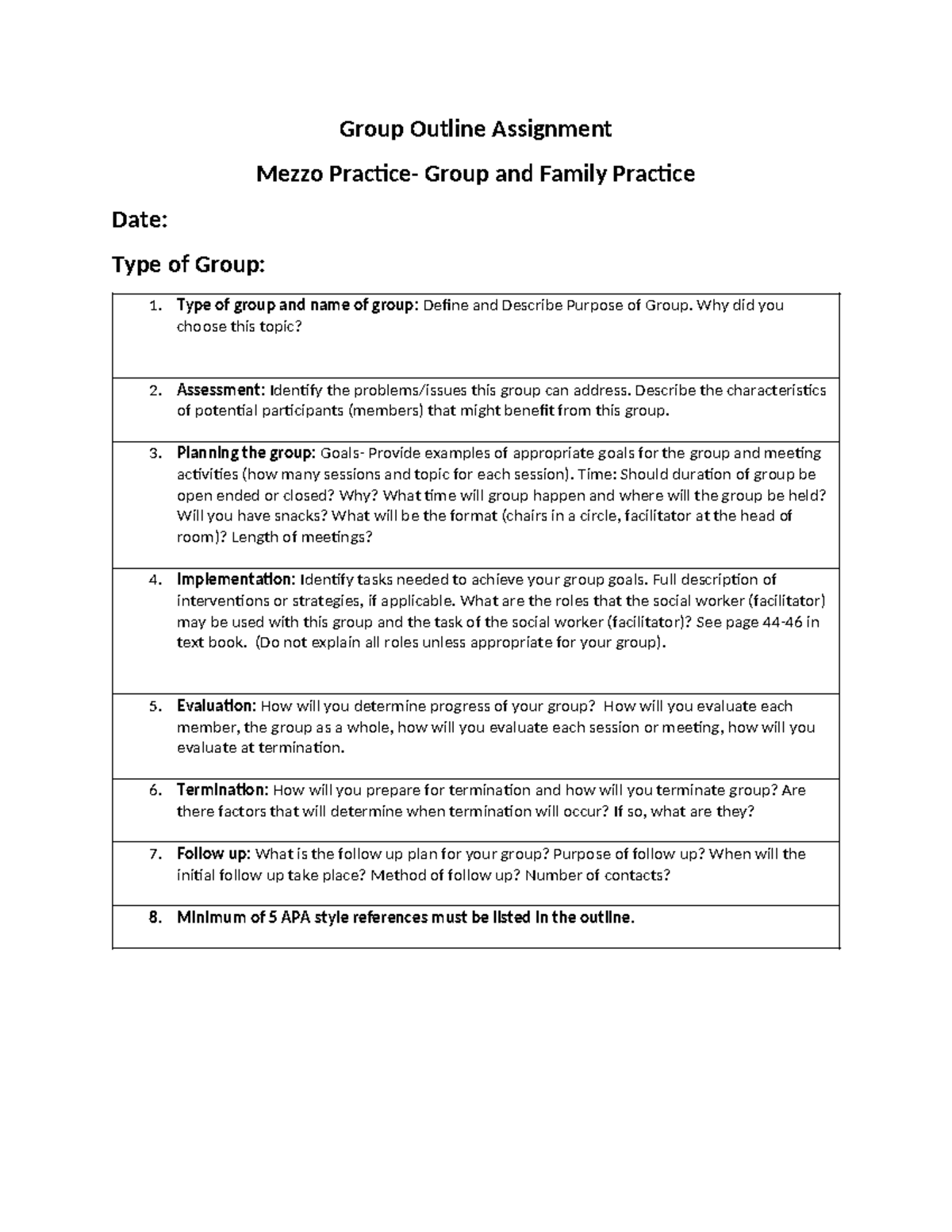 Group Outline Assignment - Group Outline Assignment Mezzo Practice ...