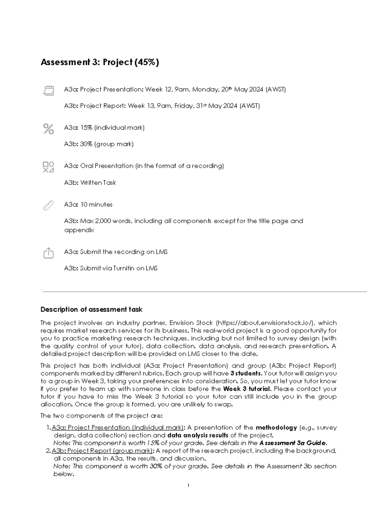 Assessment 3b: Project Report Guide for Marketing Research (45%) - Studocu