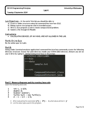 Course Outline 2024 - Course Outline CSI142 Object Oriented Programming (4 credits) Course Staff ...