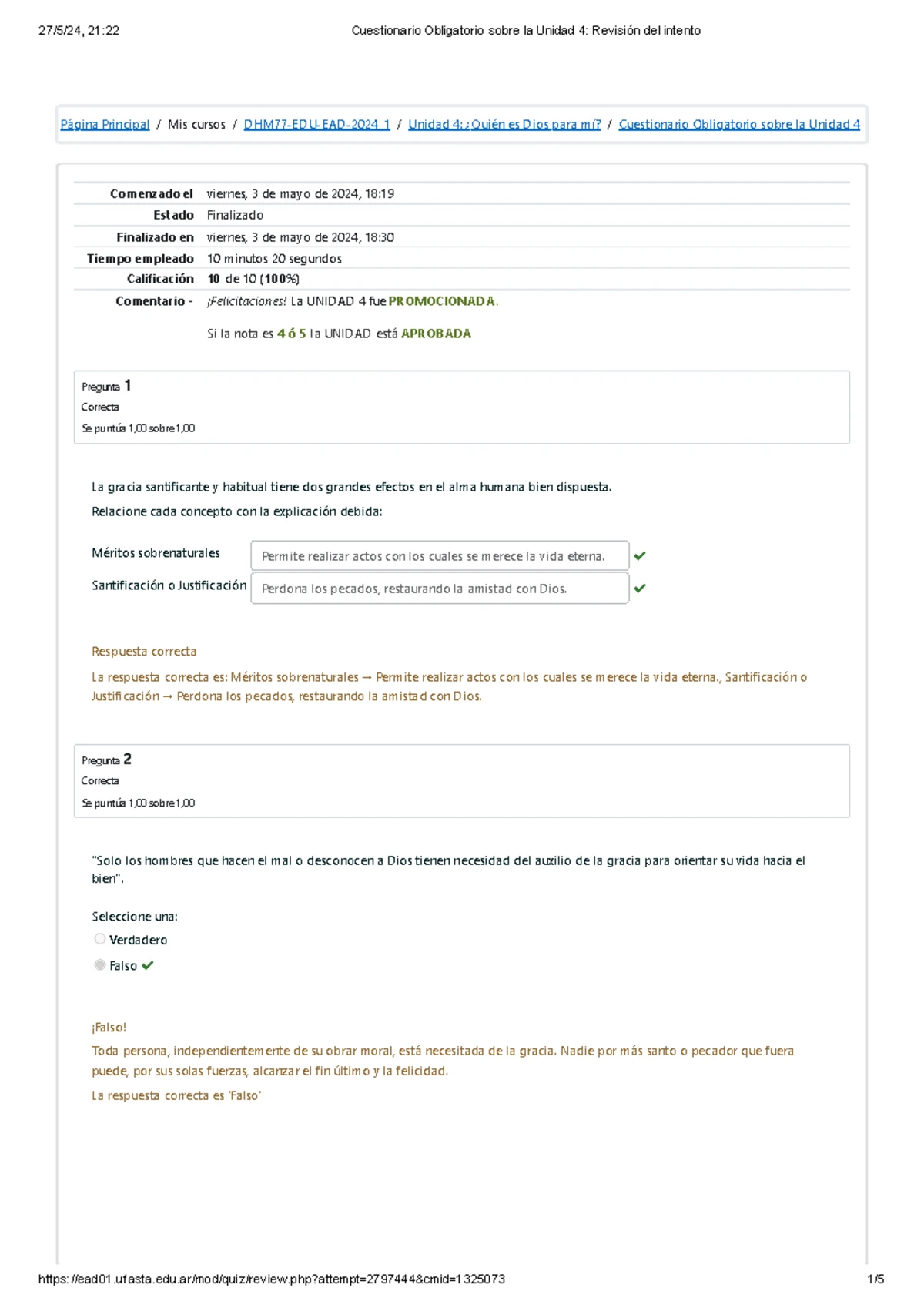 Cuestionario Obligatorio DHM77-EDU-EAD Unidad 7: Revisión y Resultados - Studocu