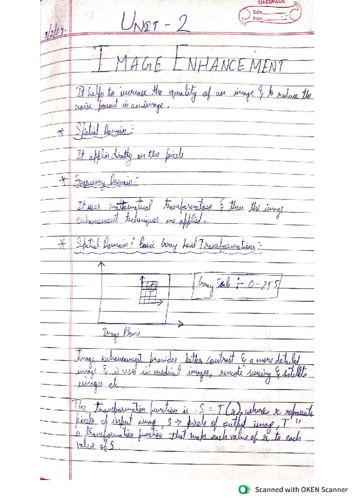 DIP 2 & 3: Image Enhancement and Restoration Techniques Notes - Studocu