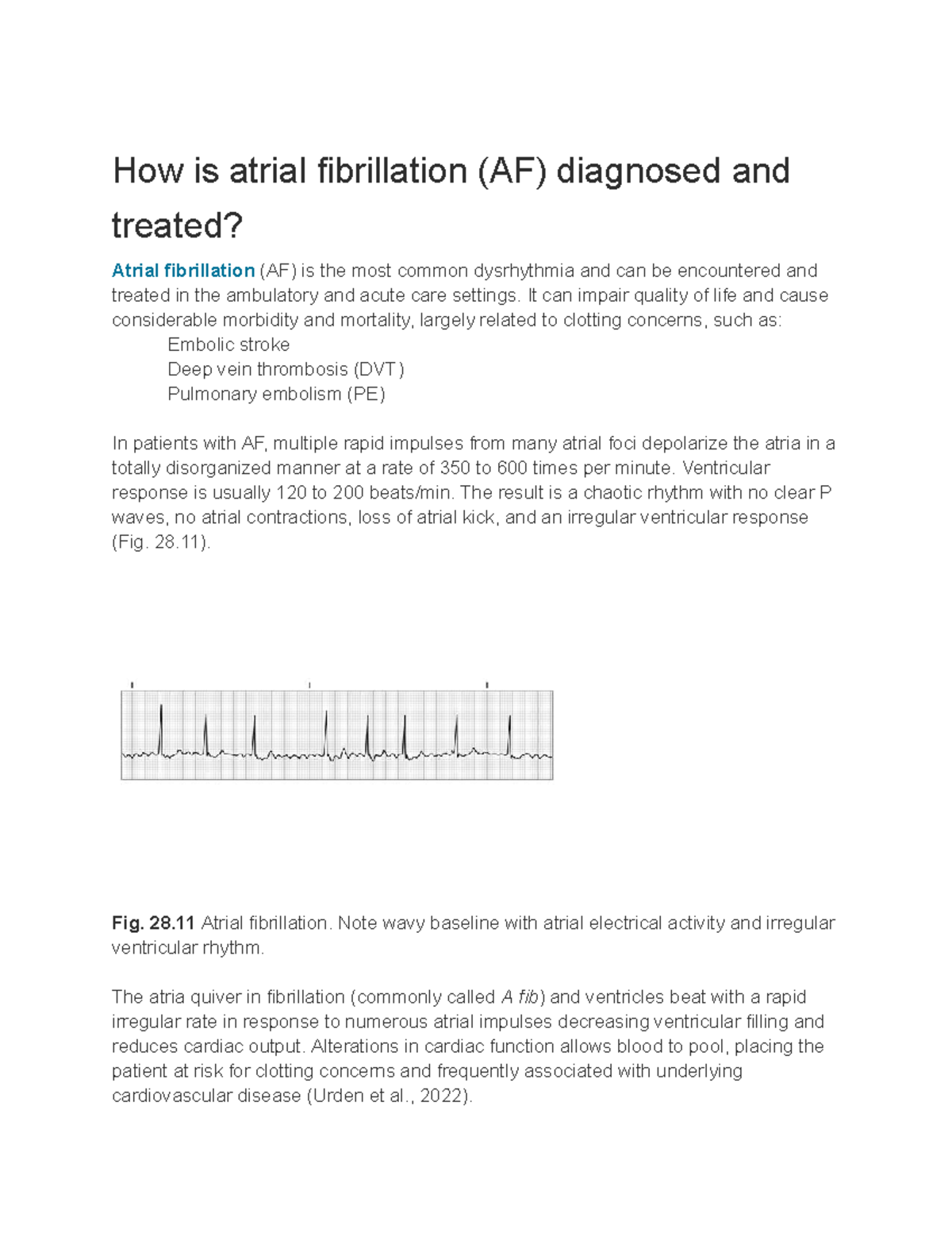 Atrial Fibrillation (AF): Diagnosis, Treatment, and Nursing Care - Studocu