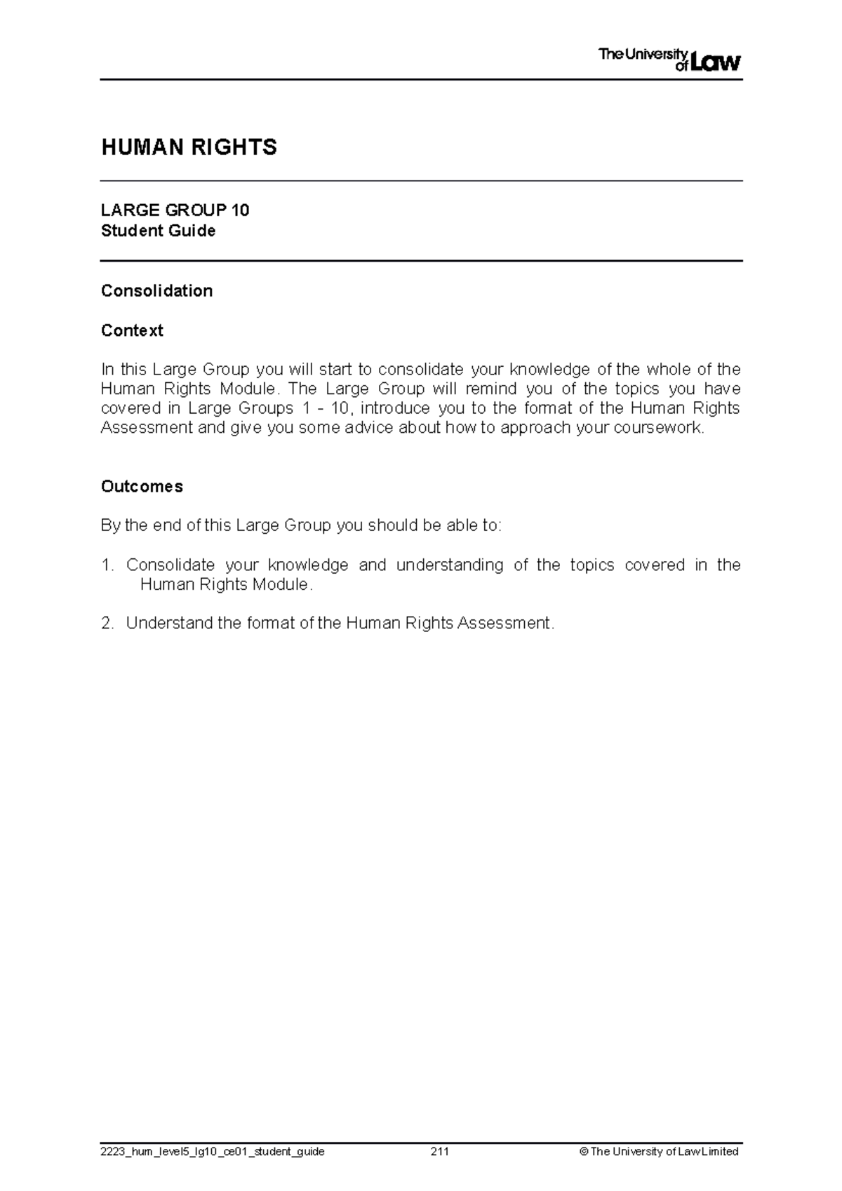 Human Rights LG10 student guide - HUMAN RIGHTS LARGE GROUP 10 Student Guide Consolidation ...