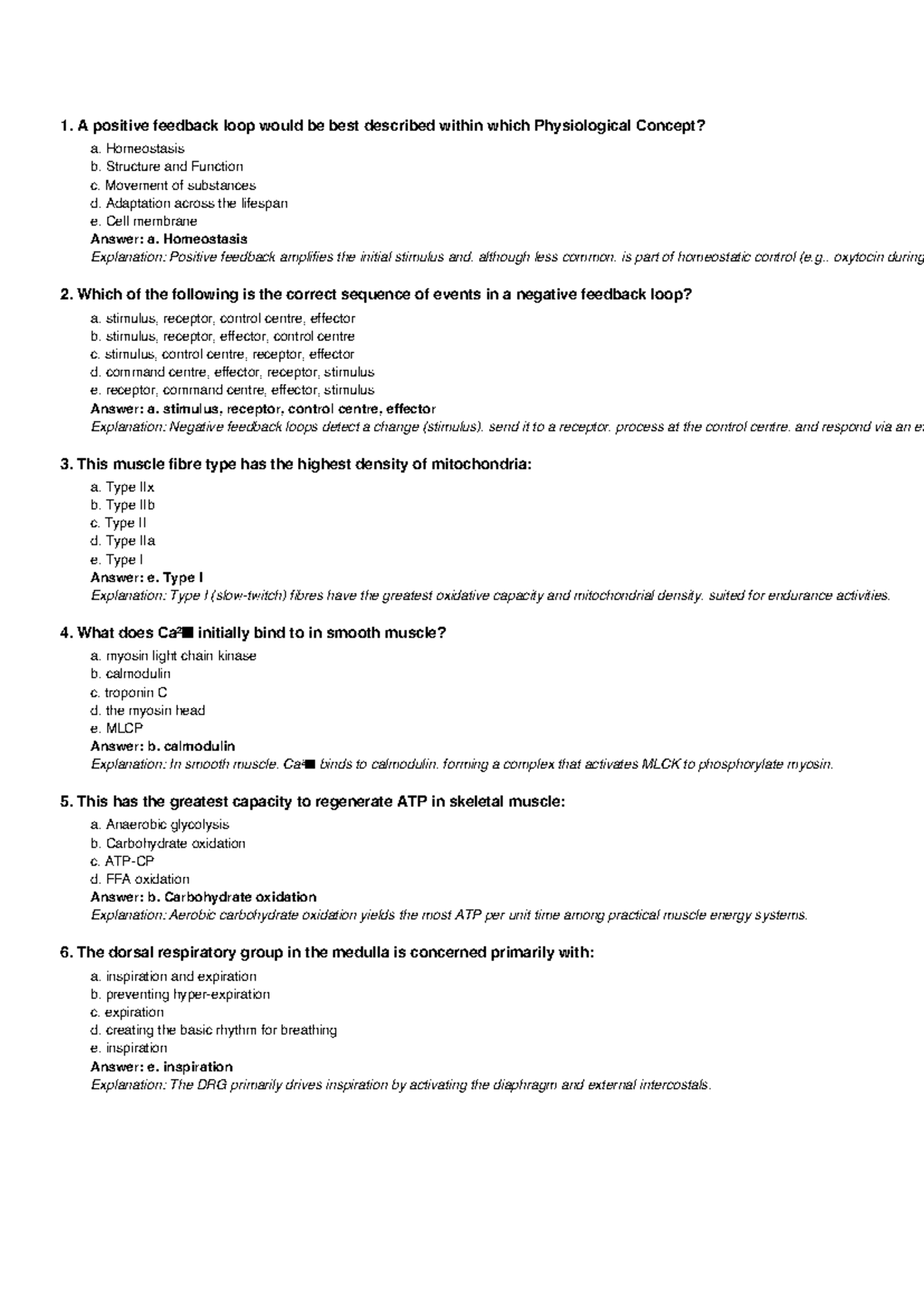 Physiology MCQs Review - Course Code: MCQ101 - Studocu