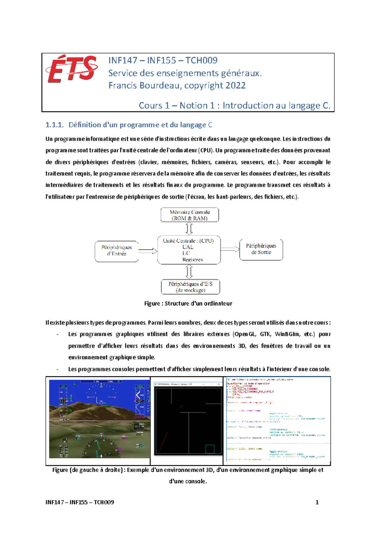 Introduction au Langage C - INF 147, Cours 1, Notion 1 - Studocu