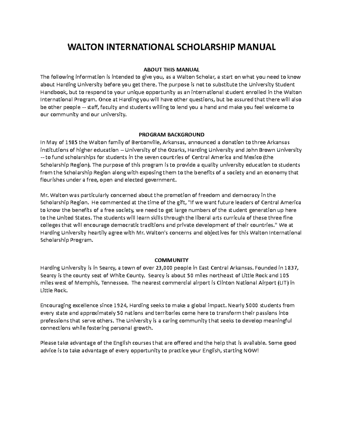 Walton International Scholarship Manual: Essential Guide for Scholars ...