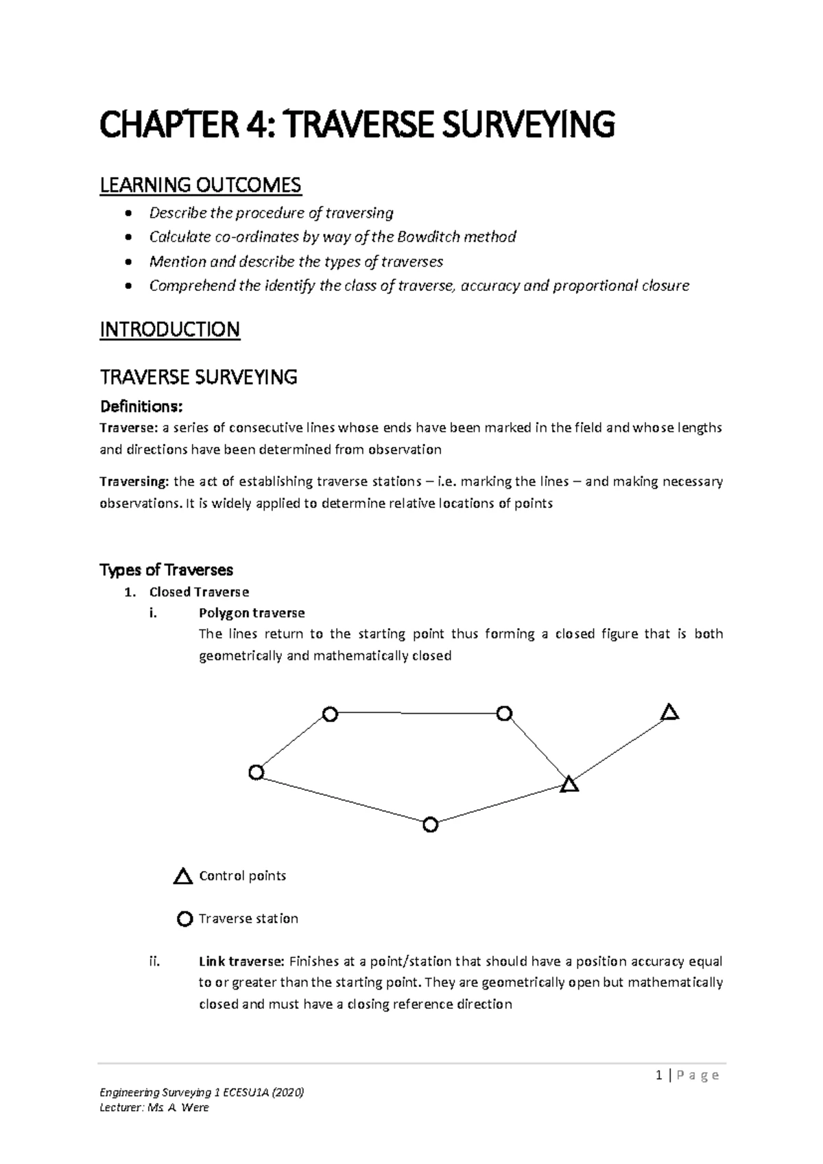 Chapter 4 - Traverse Surveying - 1 | P a g e Engineering Surveying 1 ...