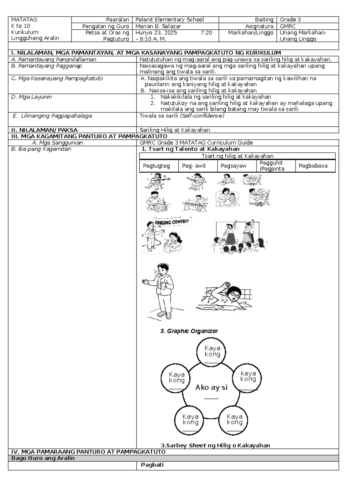 D1 Daily Lesson Plan GMRC for Grade 3: Self-Interest and Skills - Studocu