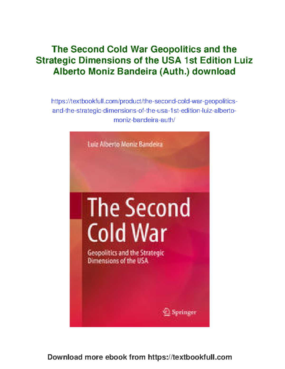 The Second Cold War: Geopolitics & Strategic Dimensions of the USA ...