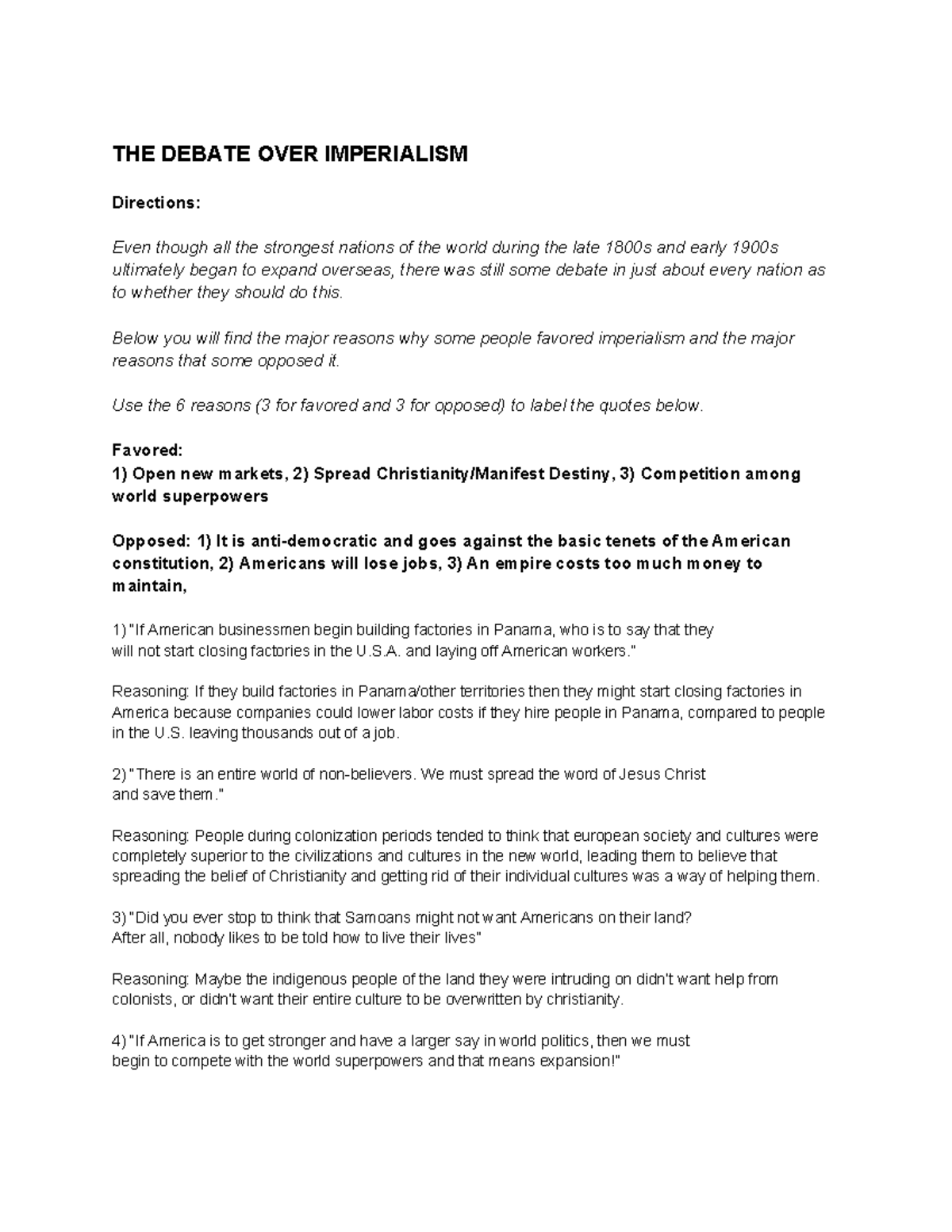 Copy of THE Debate OVER Imperialism Michael Schultz - THE DEBATE OVER ...