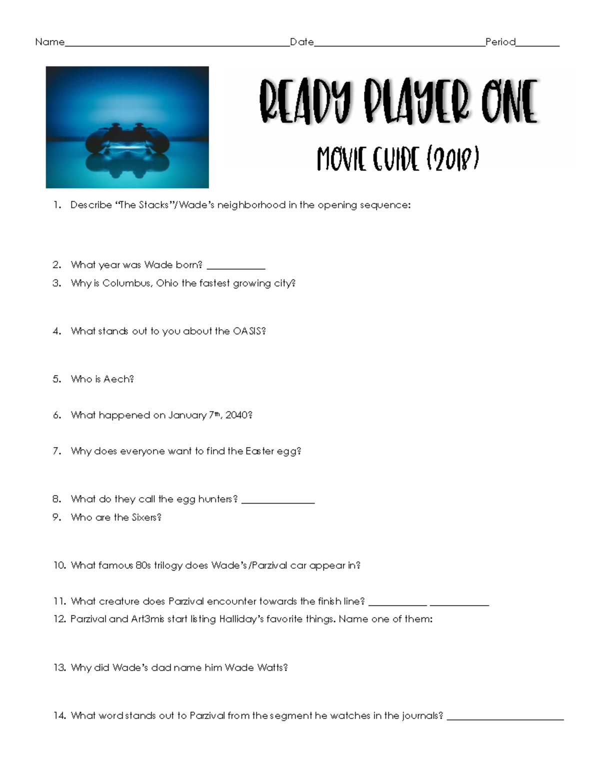 Ready Player One Movie Guide & Analysis (2018) - Studocu