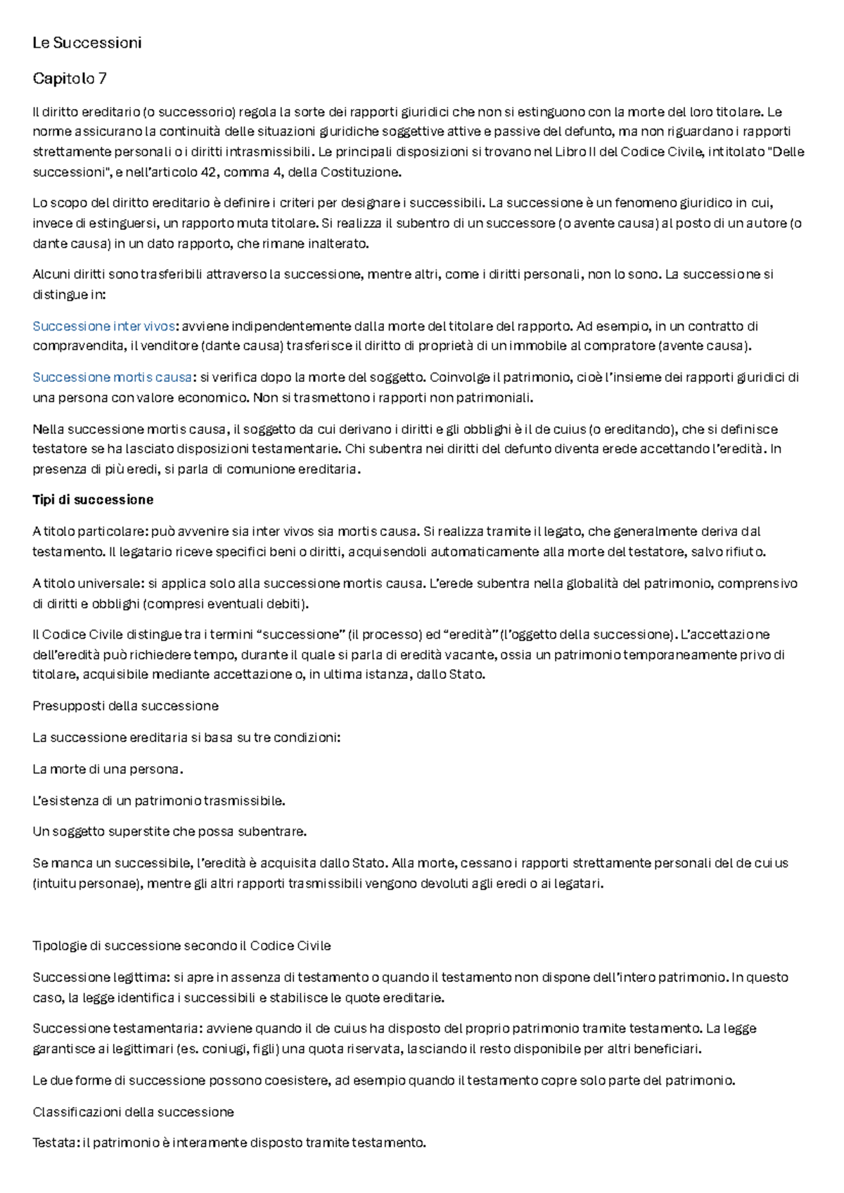 LE Successioni - Riassunto Manuale del diritto privato - Le Successioni ...