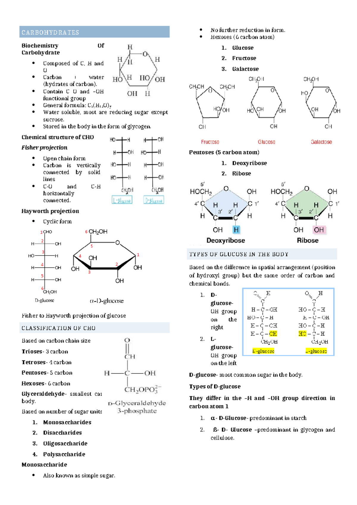 CC Mmidss - Lecture Notes on Carbohydrates and Lipids - Studocu