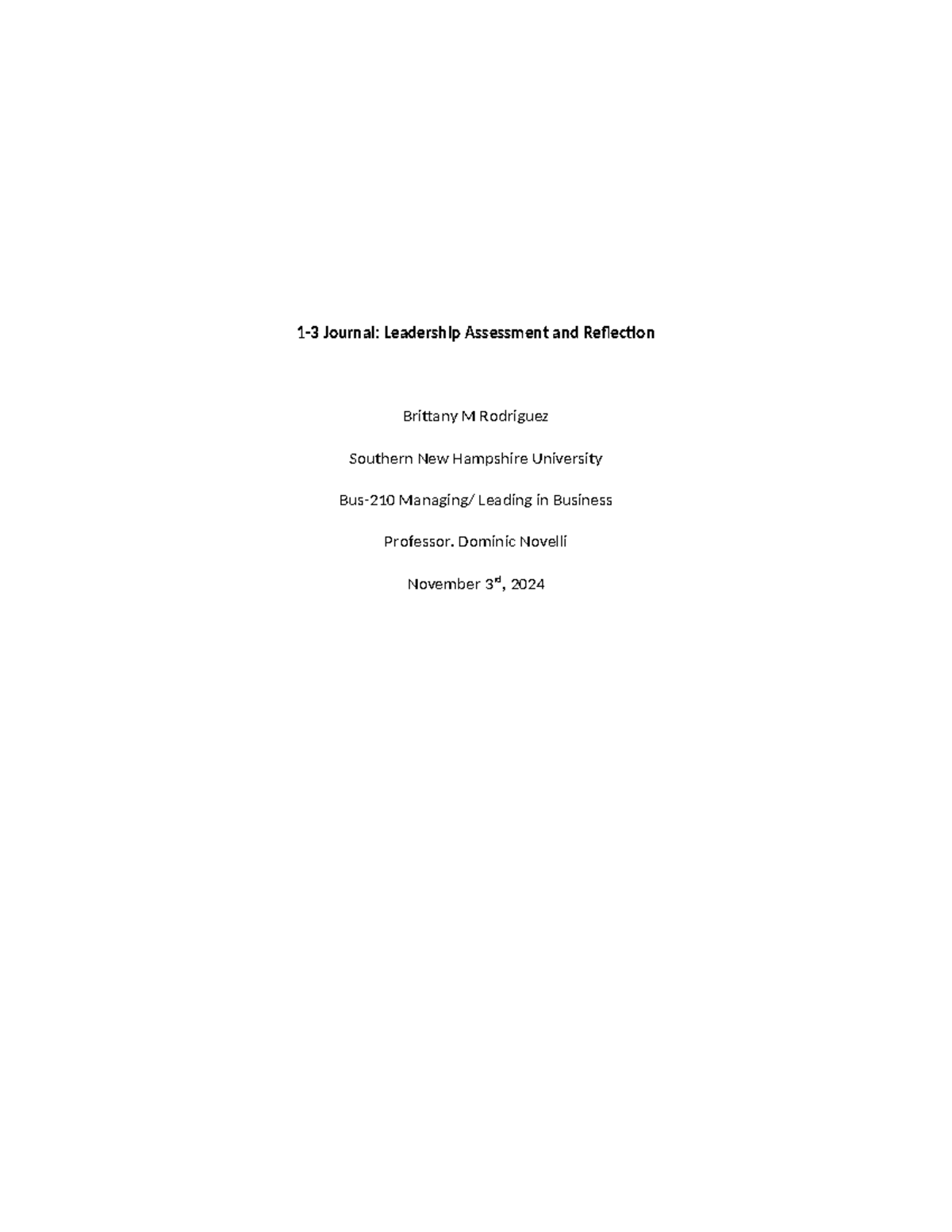 Bus-210 1-3 Leadership Assessment & Reflection Journal - Studocu