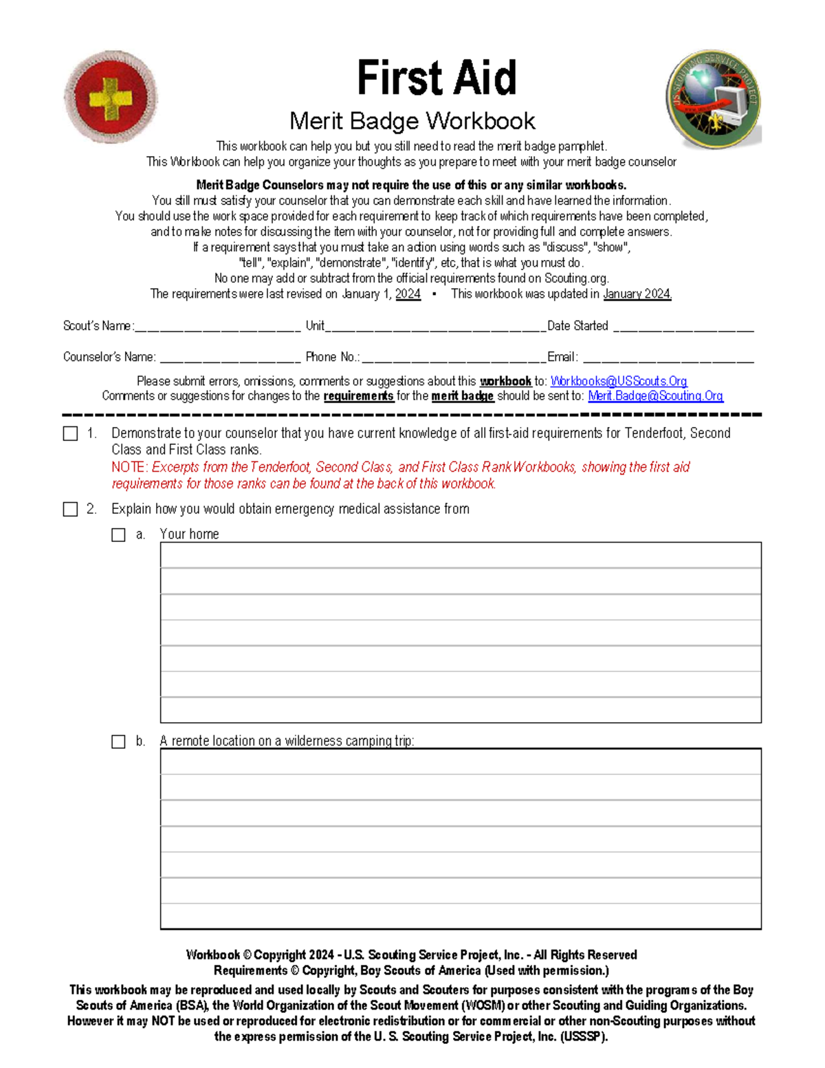 First Aid Merit Badge Workbook (Updated Jan 2024) - Studocu
