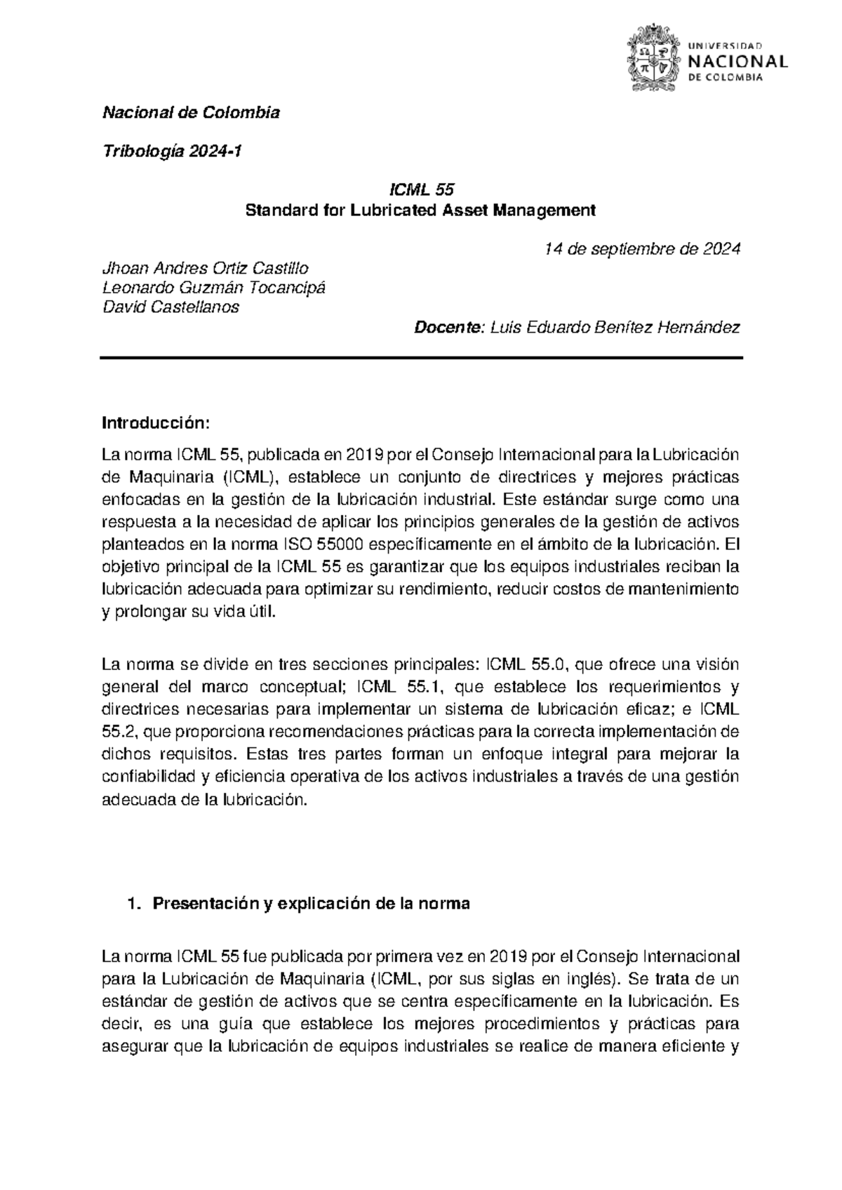 ICML 55 - Estándar y Mejores Prácticas para Gestión de Lubricación ...