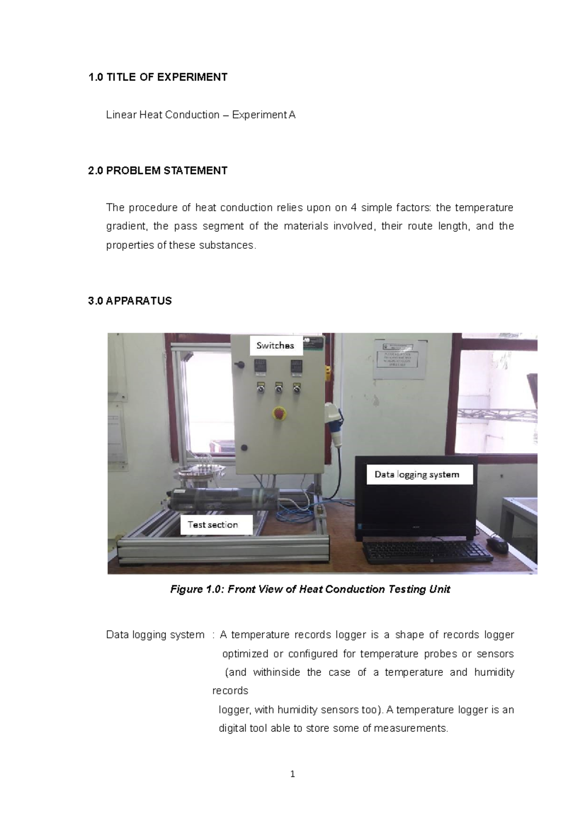 Heat Conduction Lab Report - Linear Experiment A Analysis - Studocu