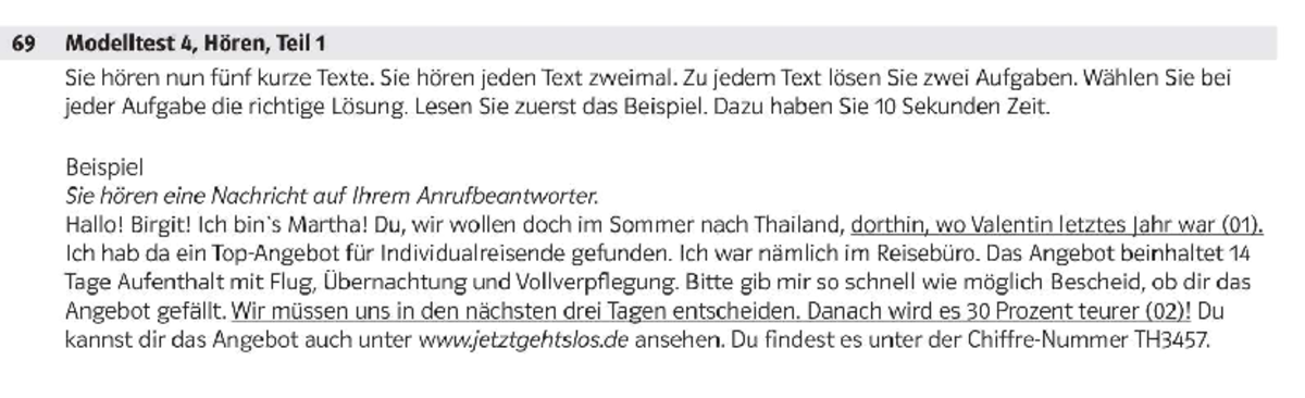 Modelltest 4: Hören Teil 1 - So geht noch besser B1 - Studocu