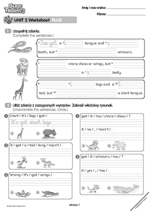 Tiger 2 unit 2 test standard - PHOTOCOPIABLE © Macmillan Publishers ...