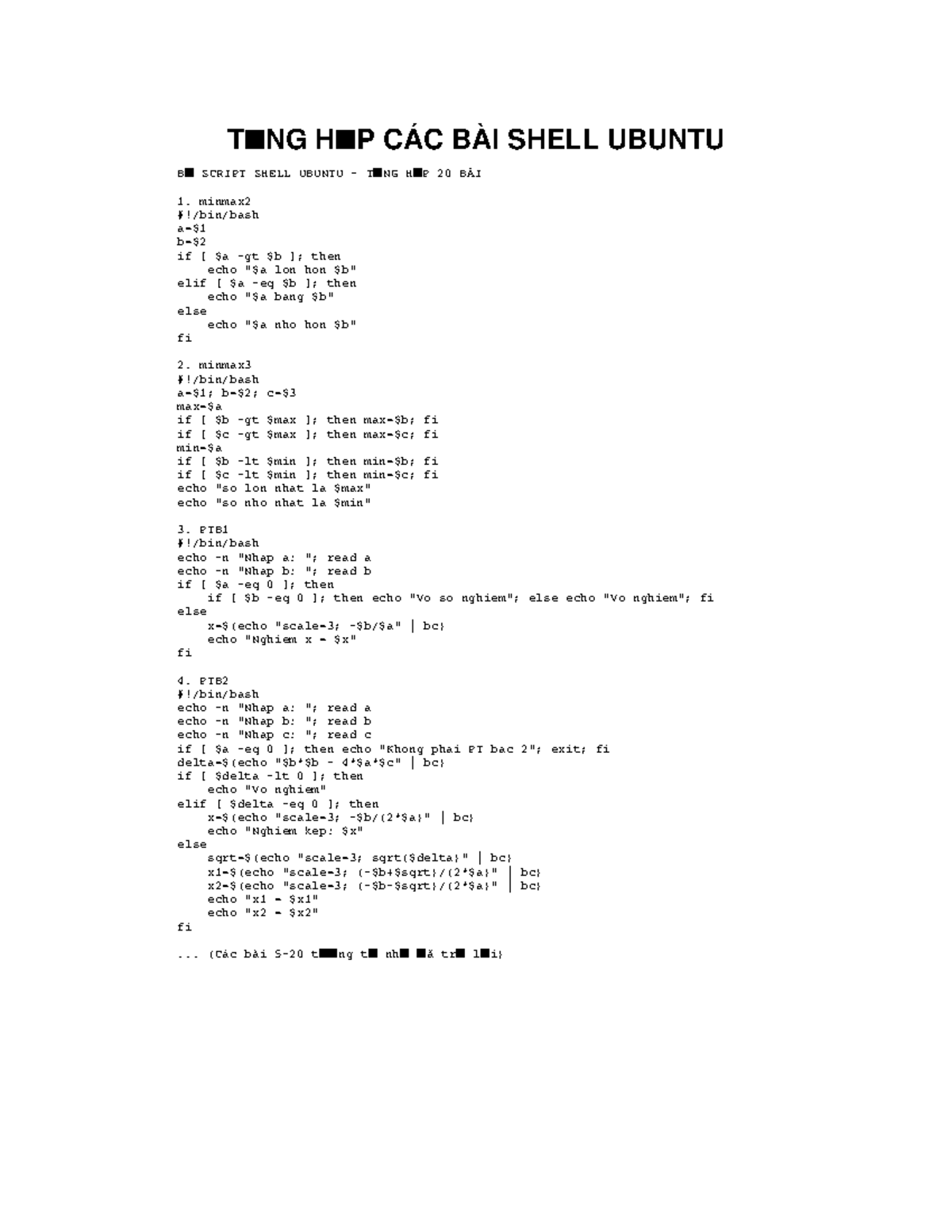 CÁC BÀI TẬP SHELL UBUNTU - TÓM TẮT 20 BÀI - Studocu