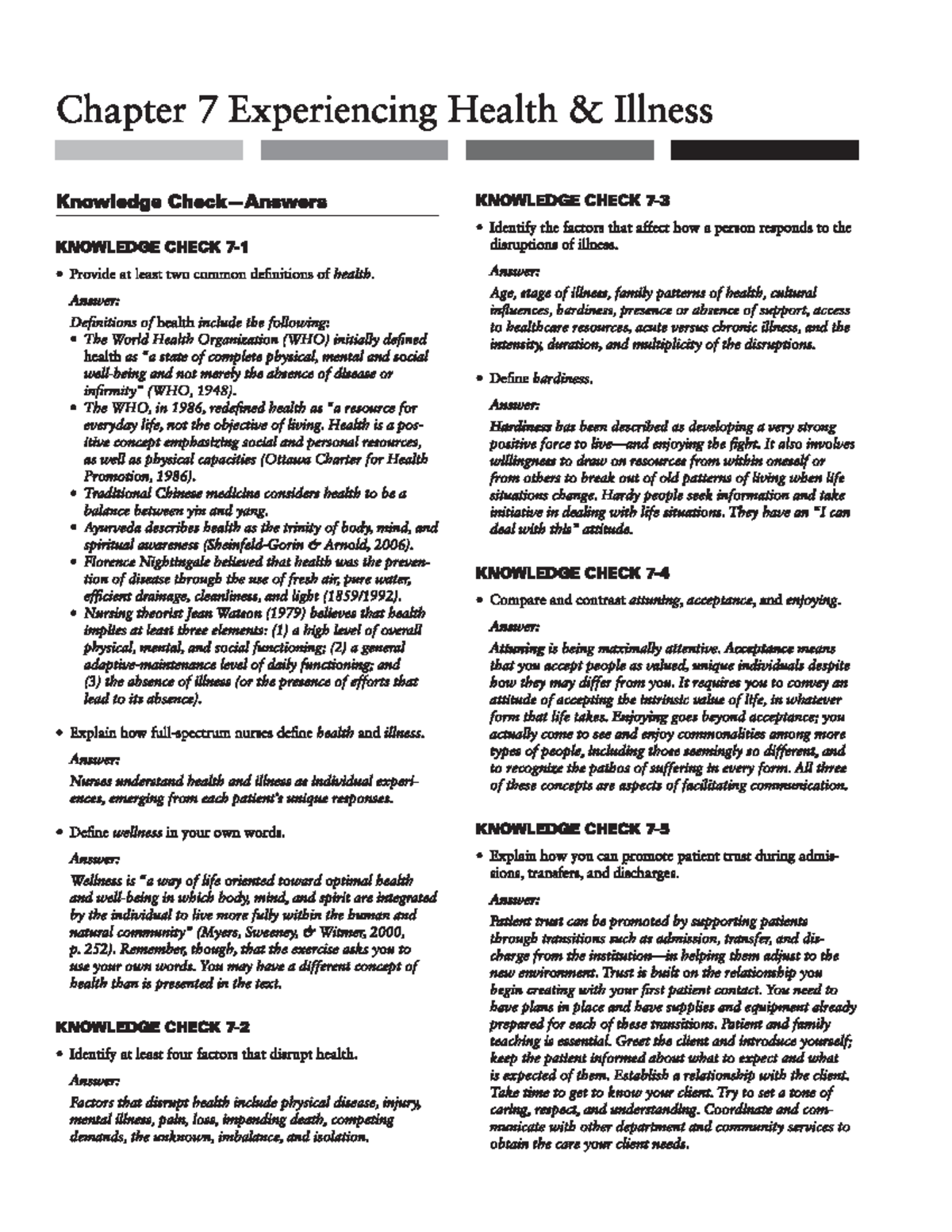 Ch07 - Davis Advantage Questions & Answers - Chapter 7 Experiencing ...