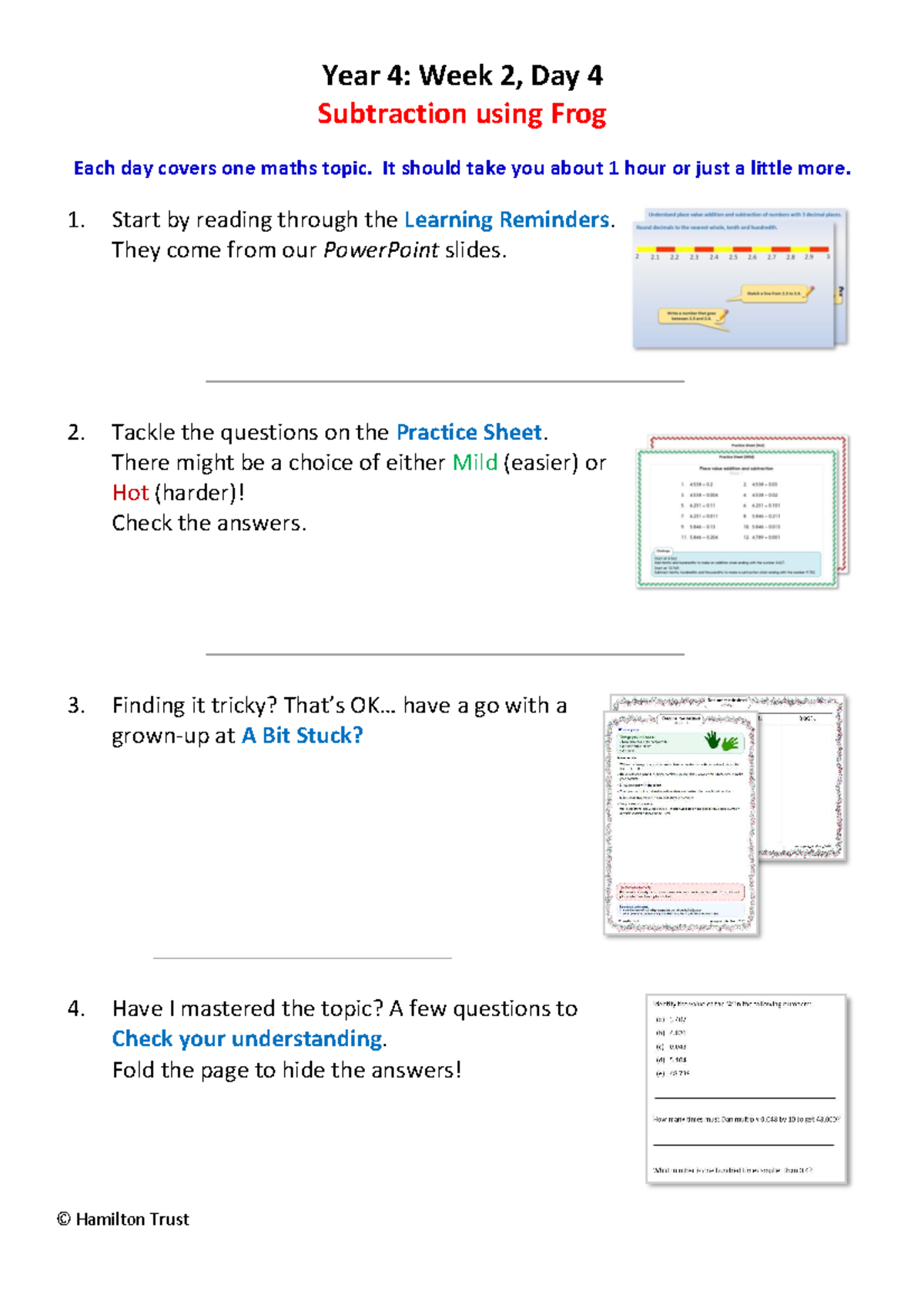 Y4 Maths: Week 2, Day 4 - Subtraction with Frog Worksheet - Studocu