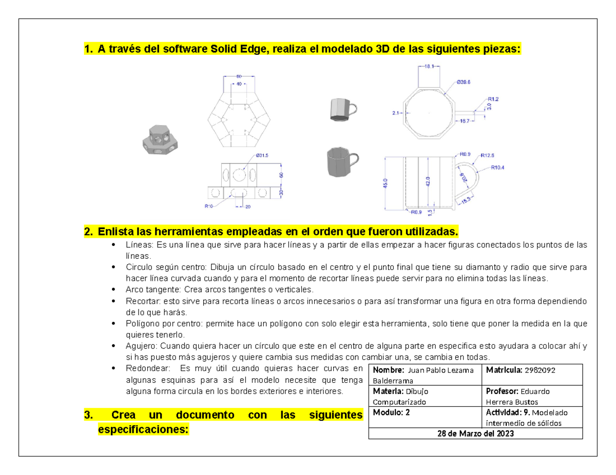 Actividad 10 - ...................... - 1. A través del software Solid ...
