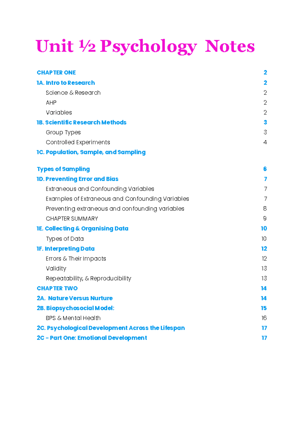Unit 1 Psychology Study Notes: Key Skills & AOS1 Overview - Studocu