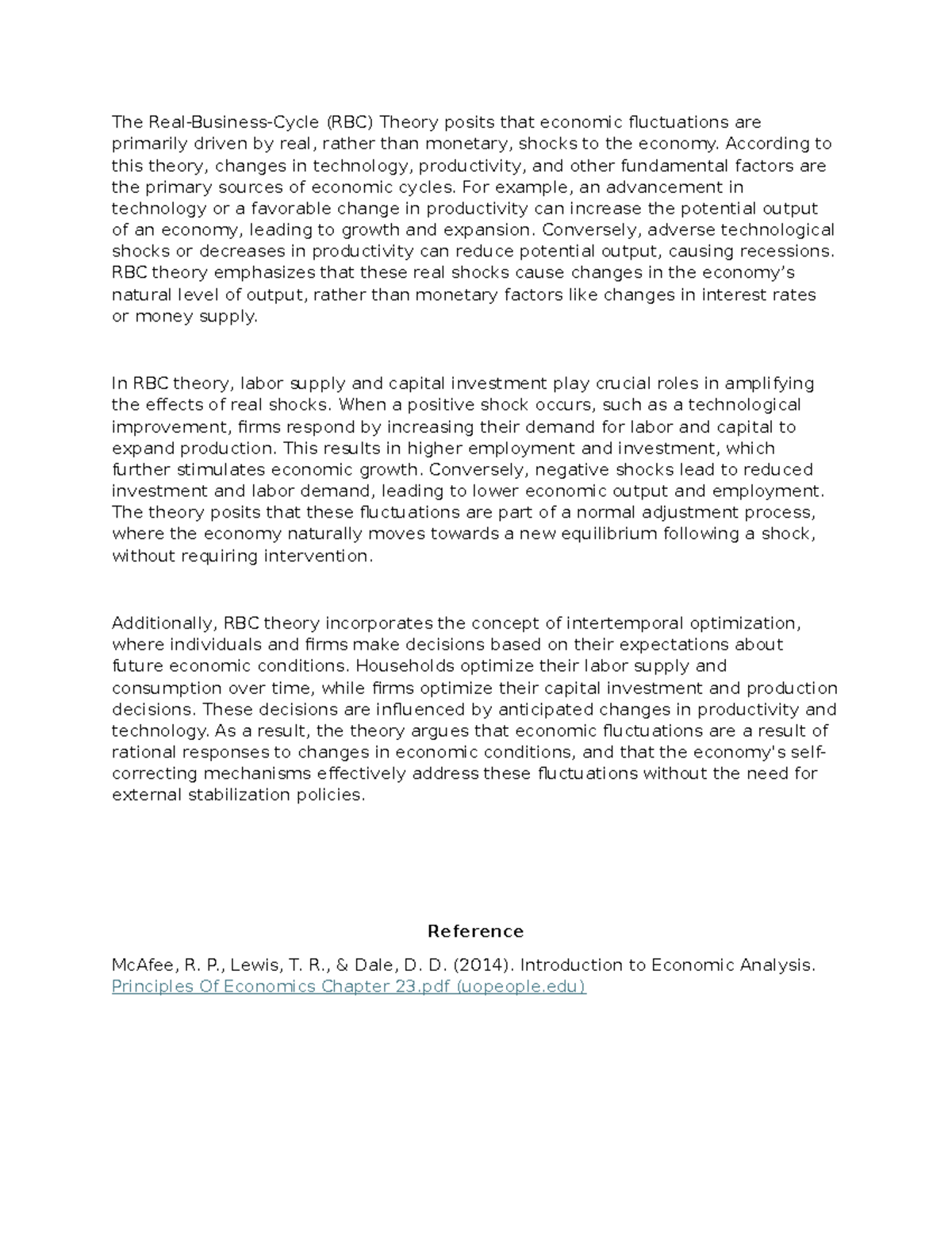 Econs Learning Journal 7: Real-Business-Cycle Theory Insights - Studocu