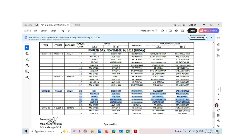 P-Elective Schedule for BSMT Course - November 14, 2025 - Studocu
