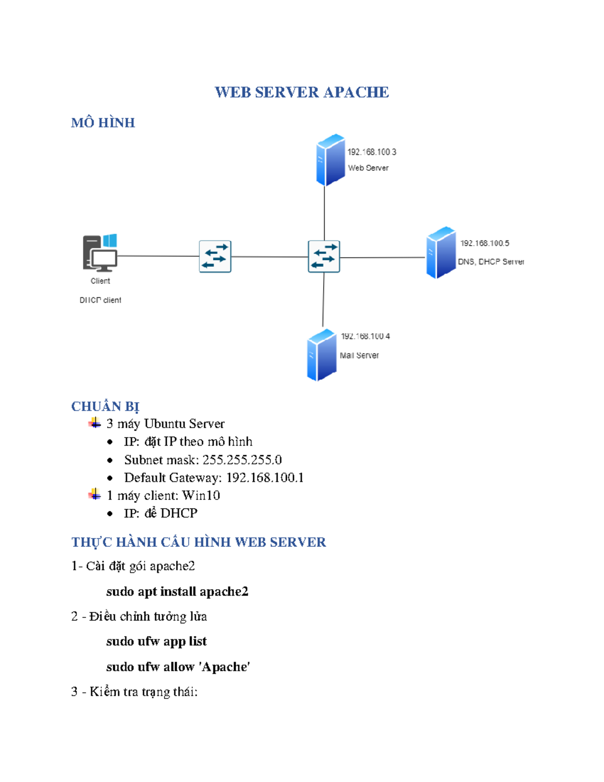 Cấu Hình Web Server Apache Trên Ubuntu & Windows - THỰC HÀNH - Studocu