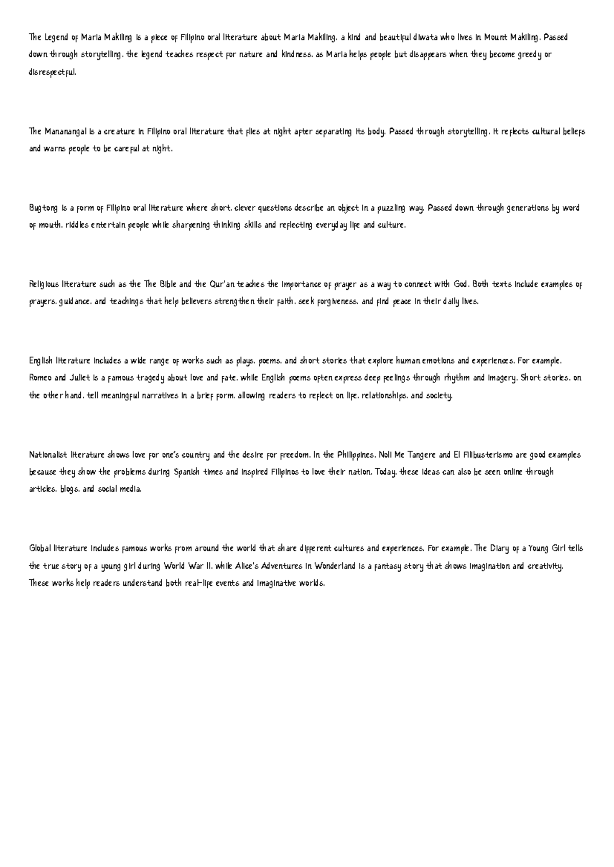 Filipino Oral Literature and Global Works: A Study Guide (20260401 ...