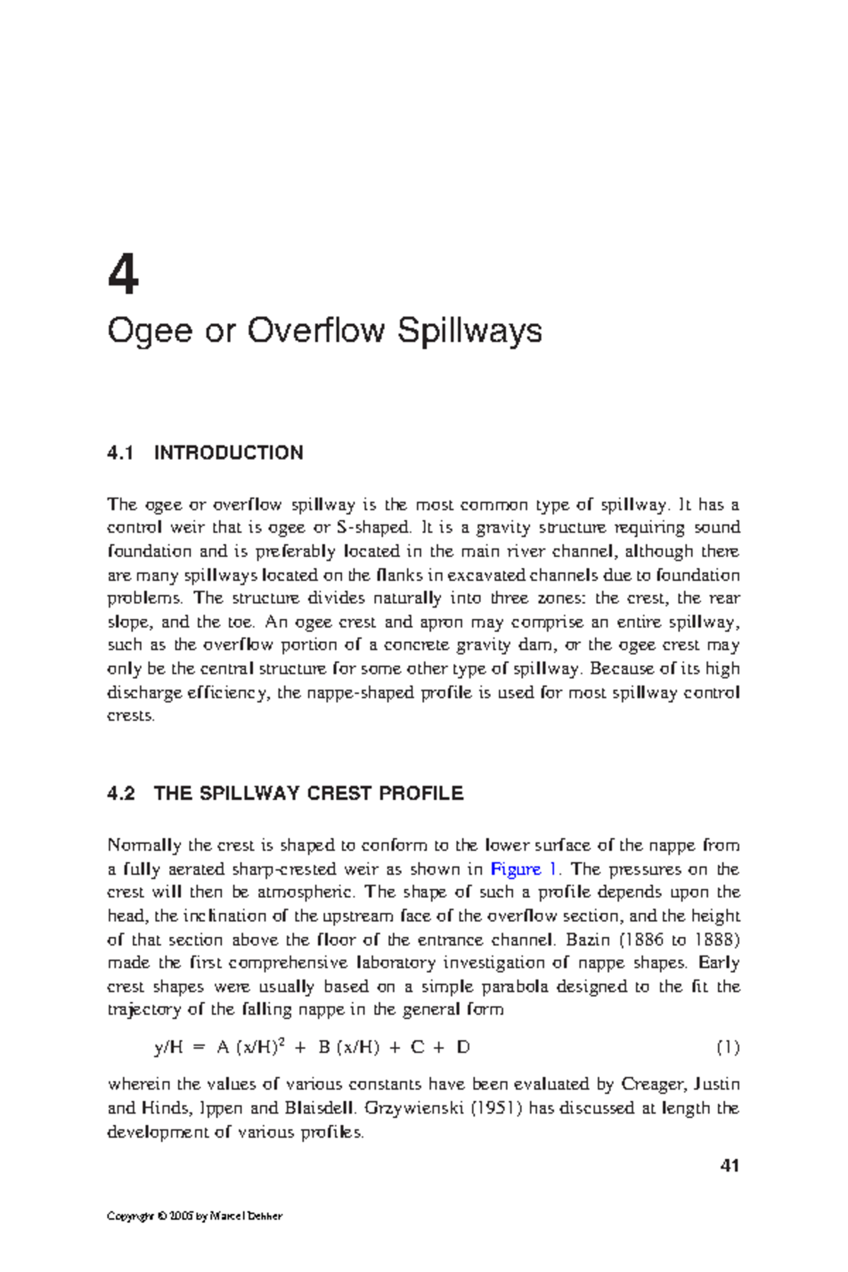 Chapter 4: Ogee & Overflow Spillways - Design & Characteristics - Studocu
