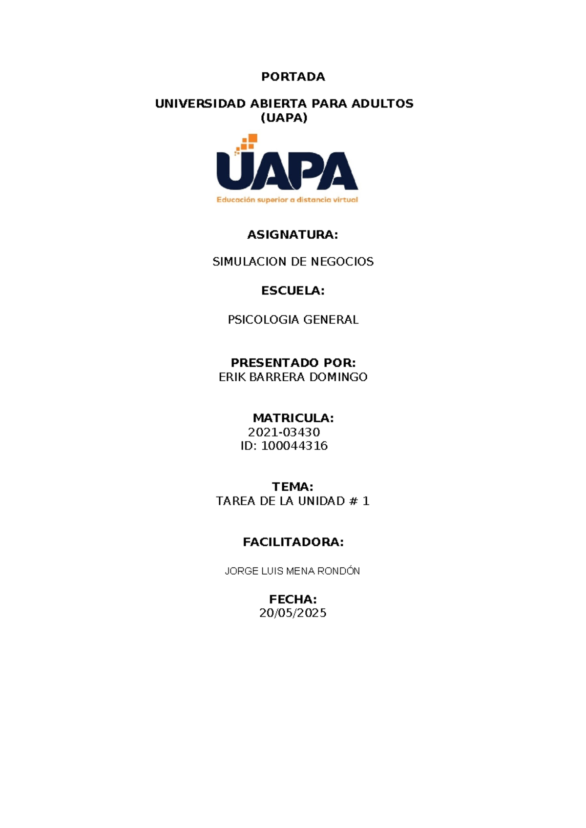 Simulacion DE Negocios - Simulación de negocios - PORTADA UNIVERSIDAD ...