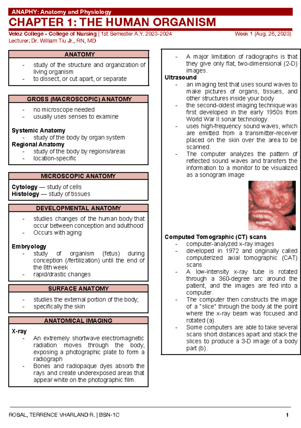 AnaPhy The Human Organism [Chapter 1] Lecture Transcript - CHAPTER 1 ...