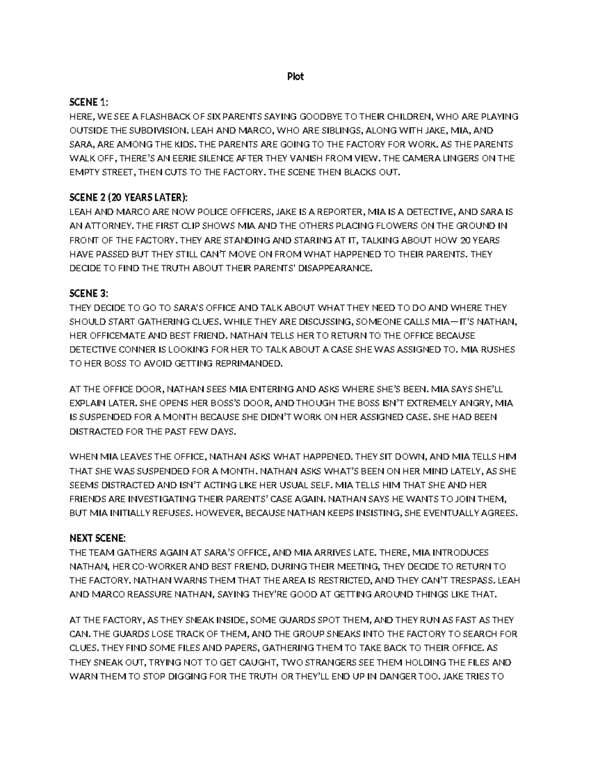 Plot-and-script-final - Plot SCENE 1: HERE, WE SEE A FLASHBACK OF SIX ...