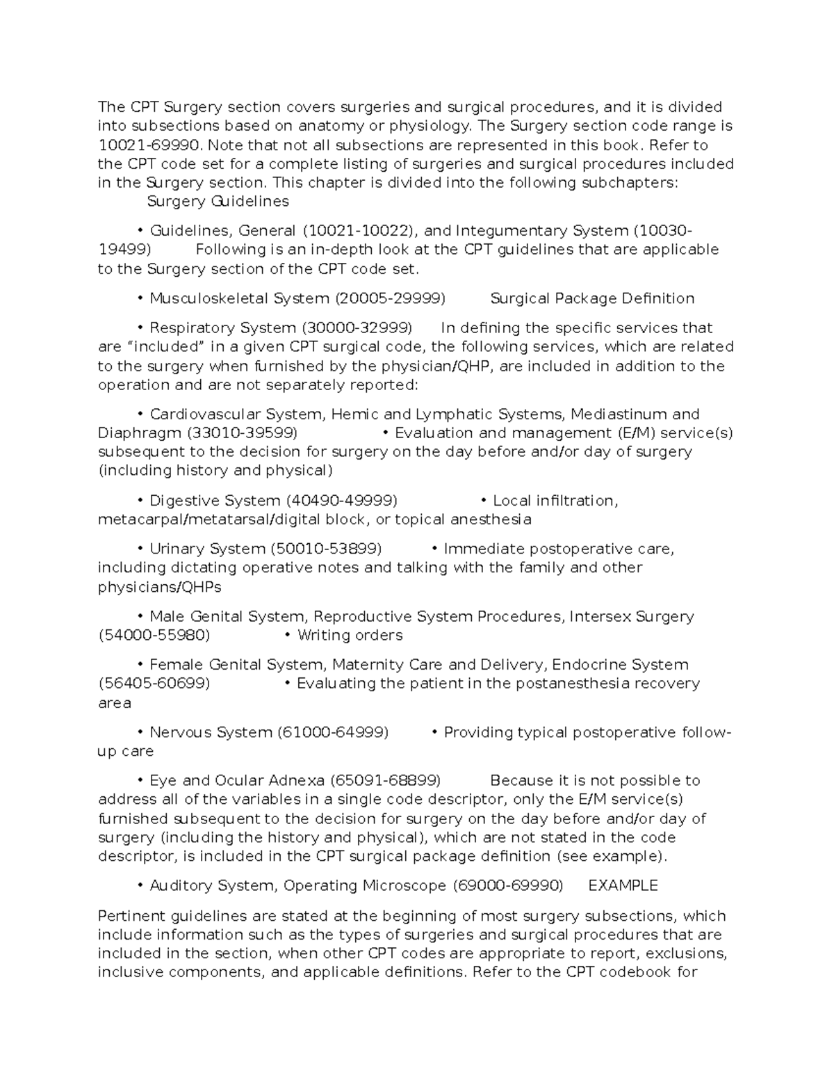 CPT Surgical Codes Overview: Guidelines & Procedures Explained - Studocu