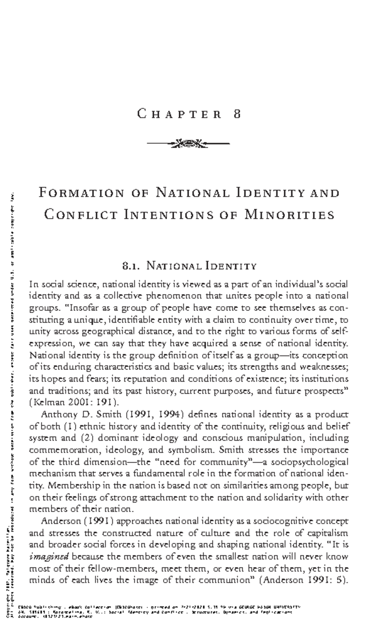 Formation of National Identity and Conflict Readiness: Insights from ...